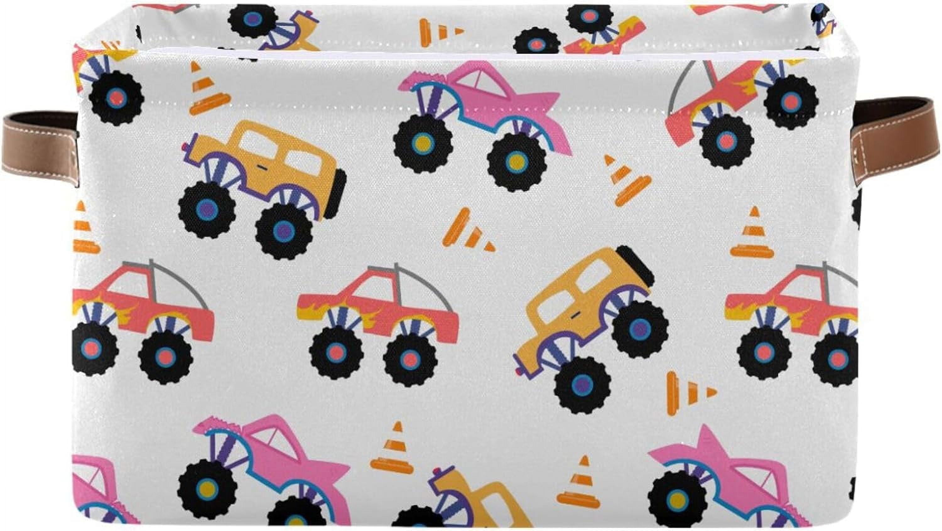 Foldable Storage Bins Monster Cars Fabric Storage Baskets Collapsible ...