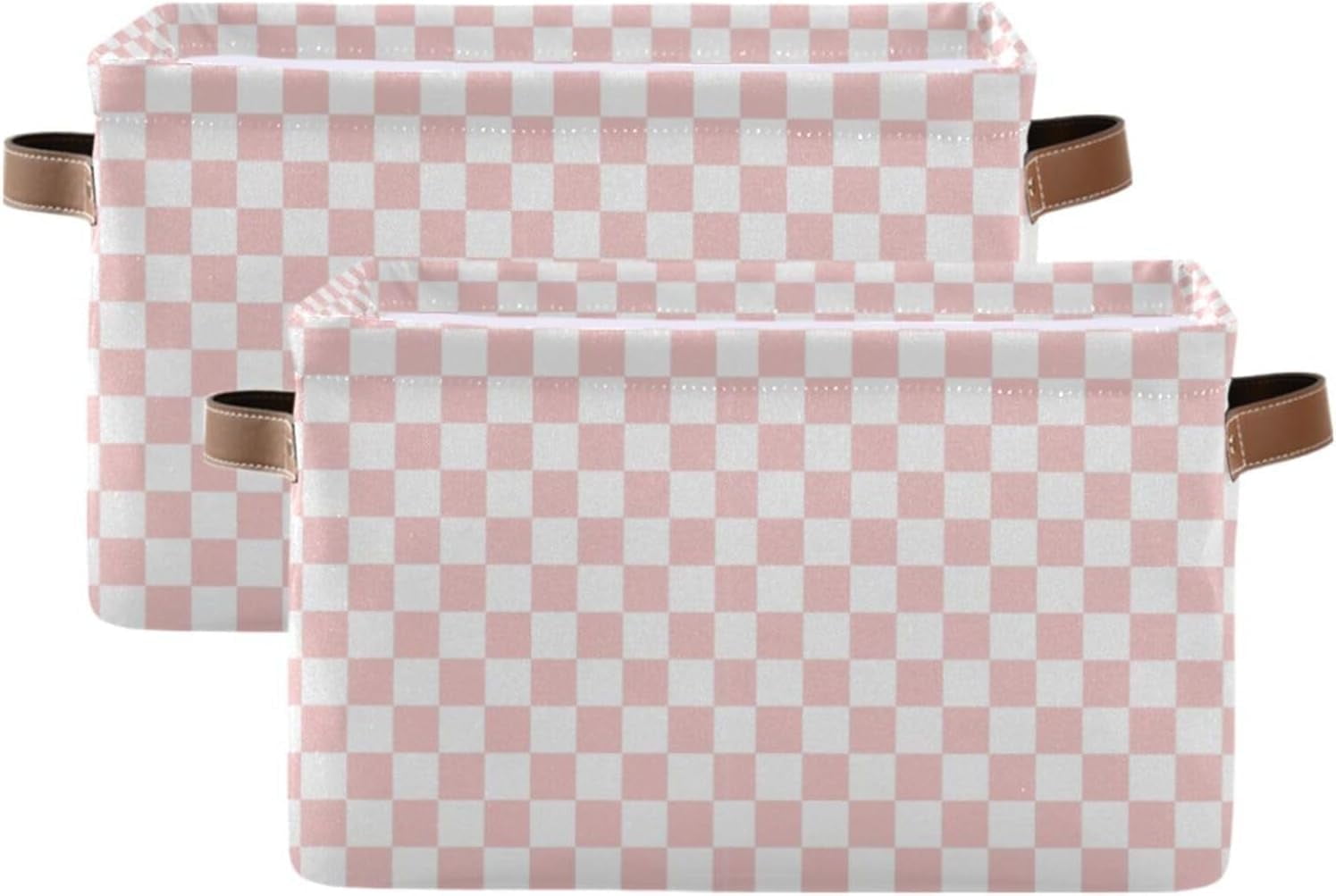 Foldable Storage Bins Pink Checkerboard Fabric Storage Baskets ...