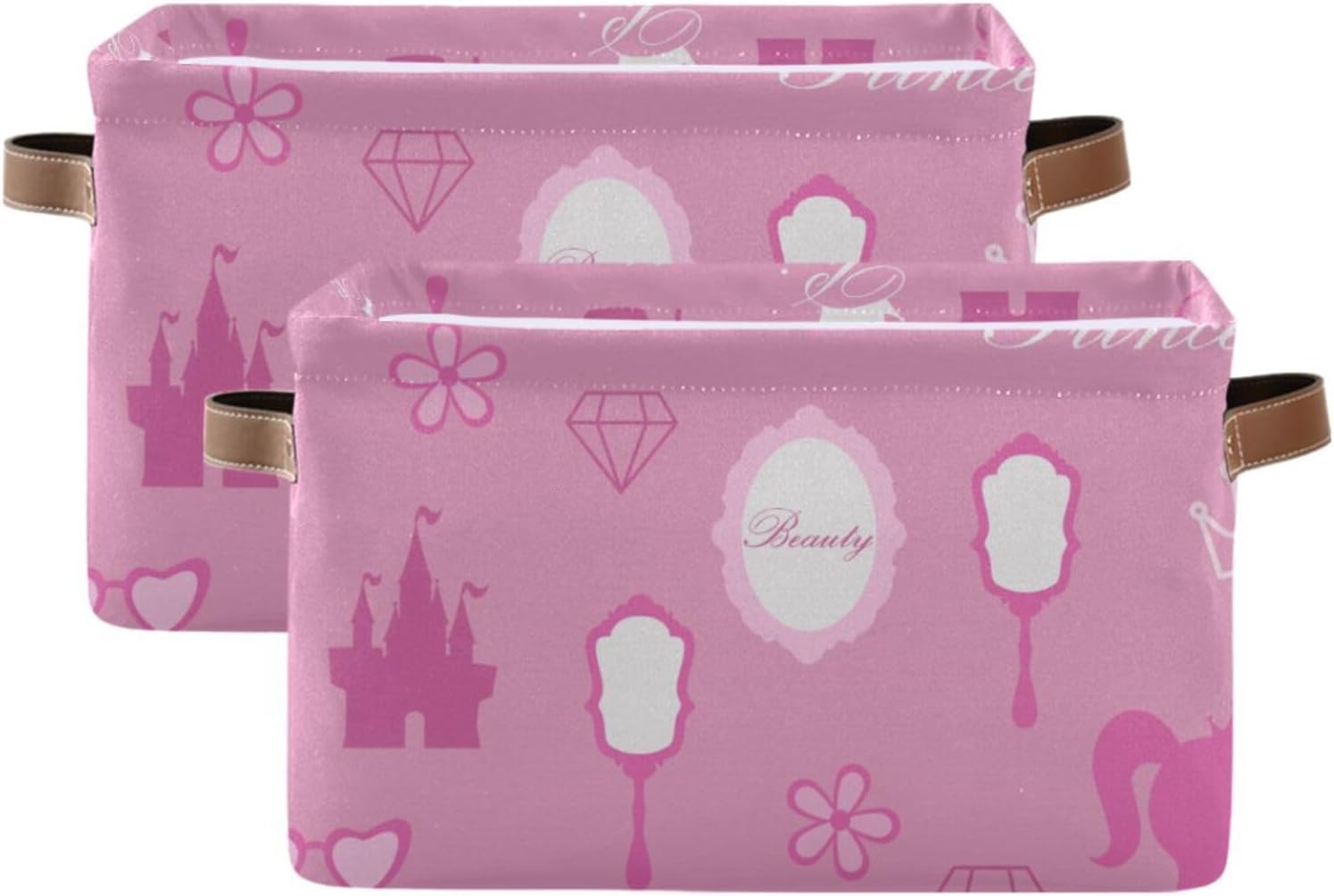 Foldable Storage Bins Princess Castle Crown Fabric Storage Baskets ...