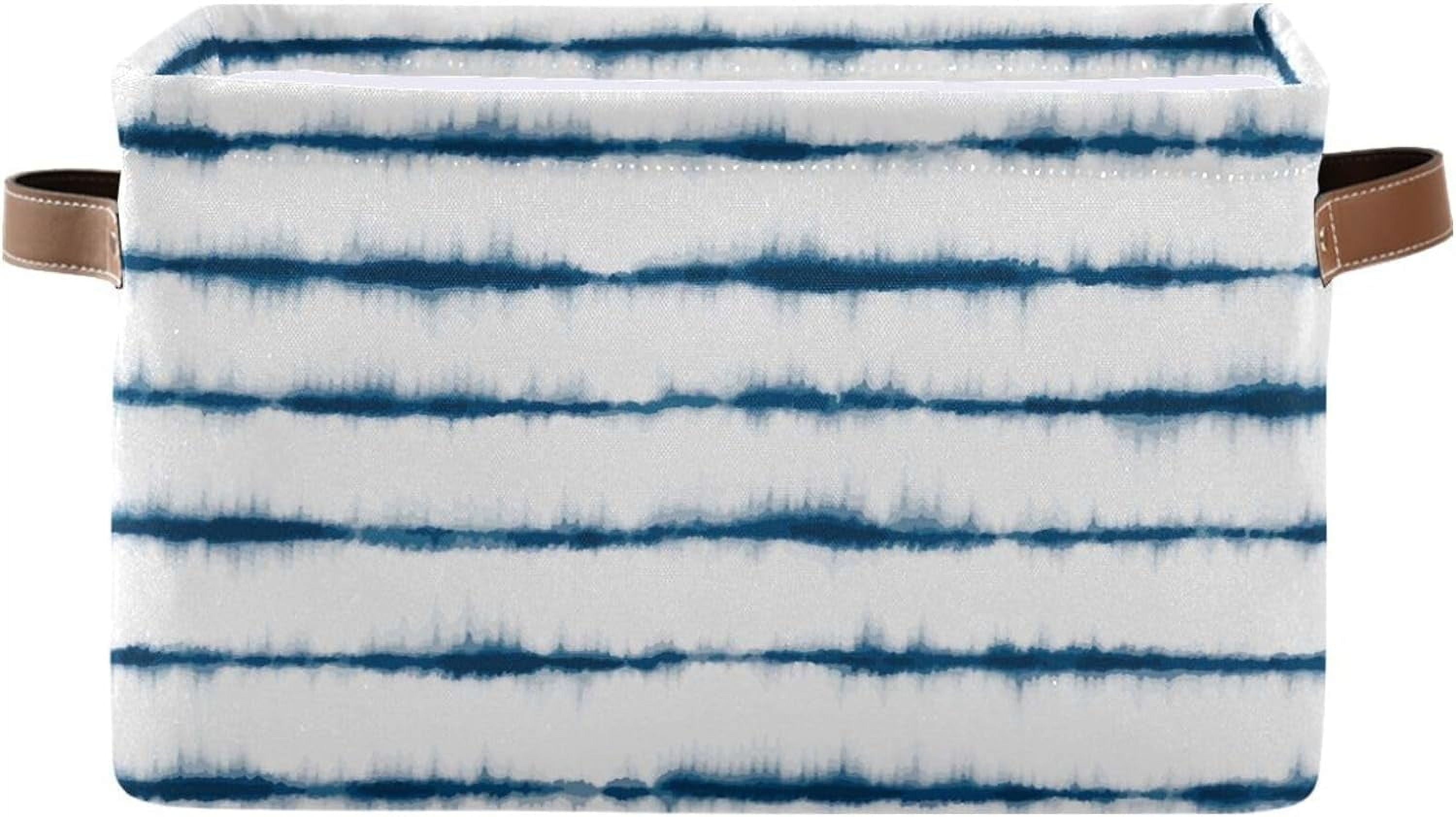 Foldable Storage Bins Tie Dye Blue White Stripes Fabric Storage Baskets ...