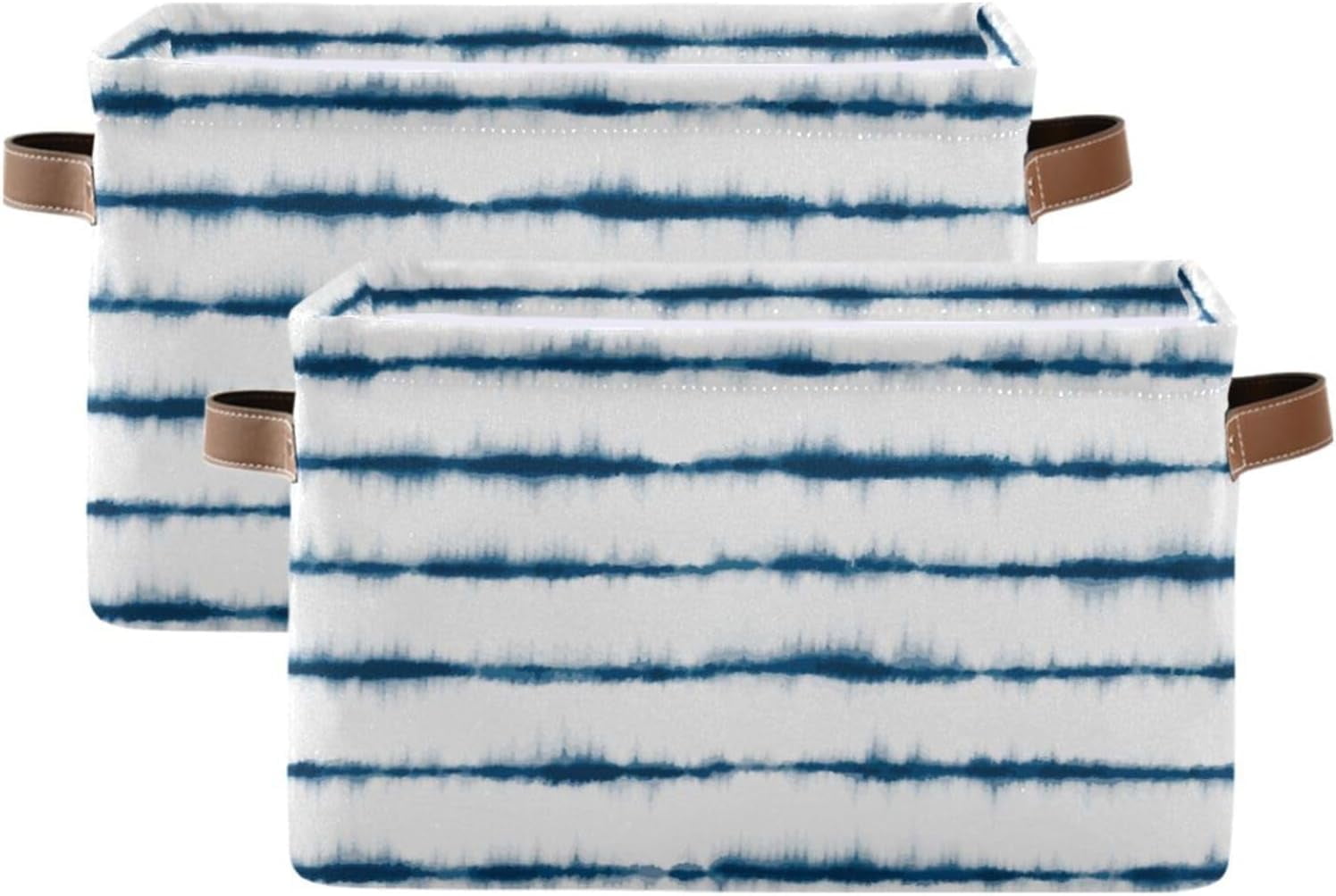 Foldable Storage Bins Tie Dye Blue White Stripes Fabric Storage Baskets ...