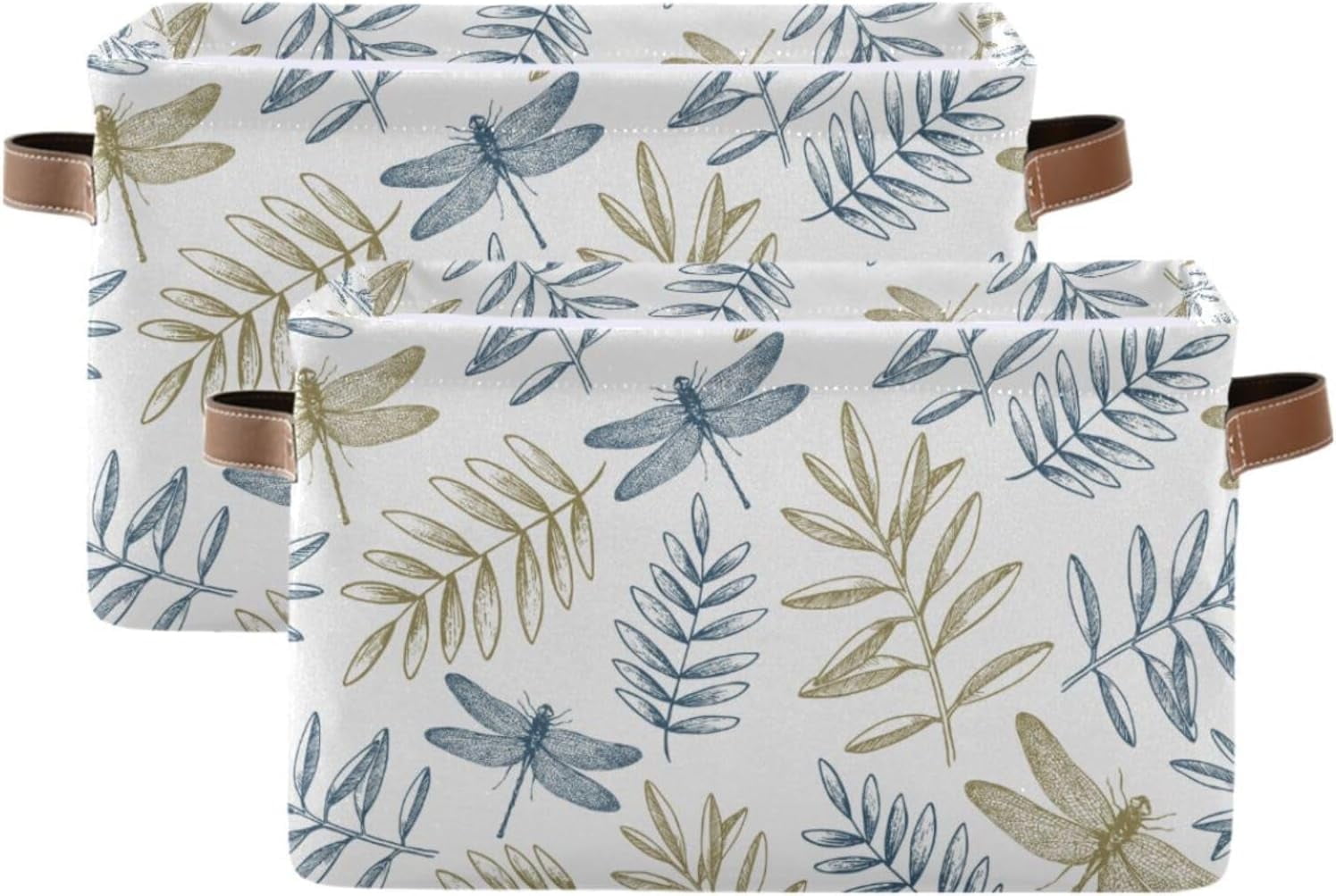 Foldable Storage Bins Vintage Floral Dragonfly Fabric Storage Baskets ...