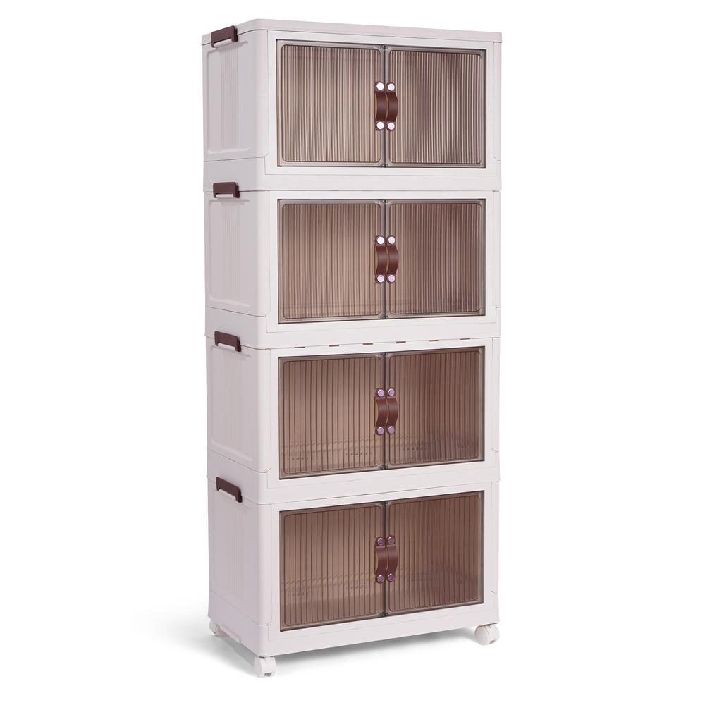 Foldable Storage Bins With Lids 4-Tier Door Open Front Foldable Storage ...