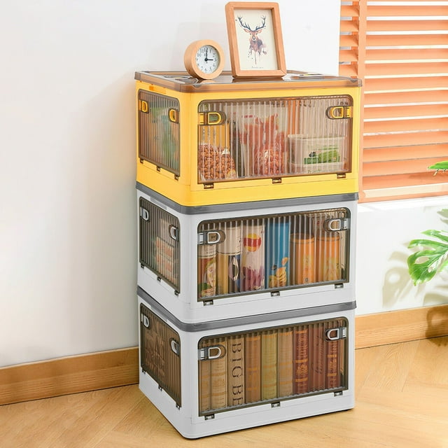Foldable Storage Bins with Lid Collapsible Stackable Closet Organizer ...