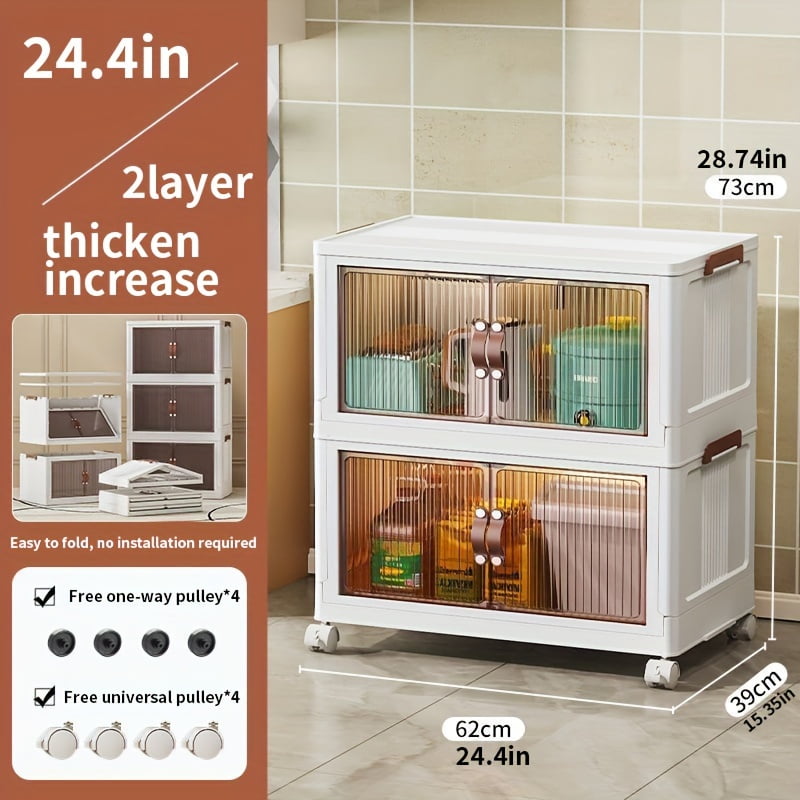 "Foldable Storage Box 2/3/4/5-Tier - Large Organizer with Wheels & Lid ...