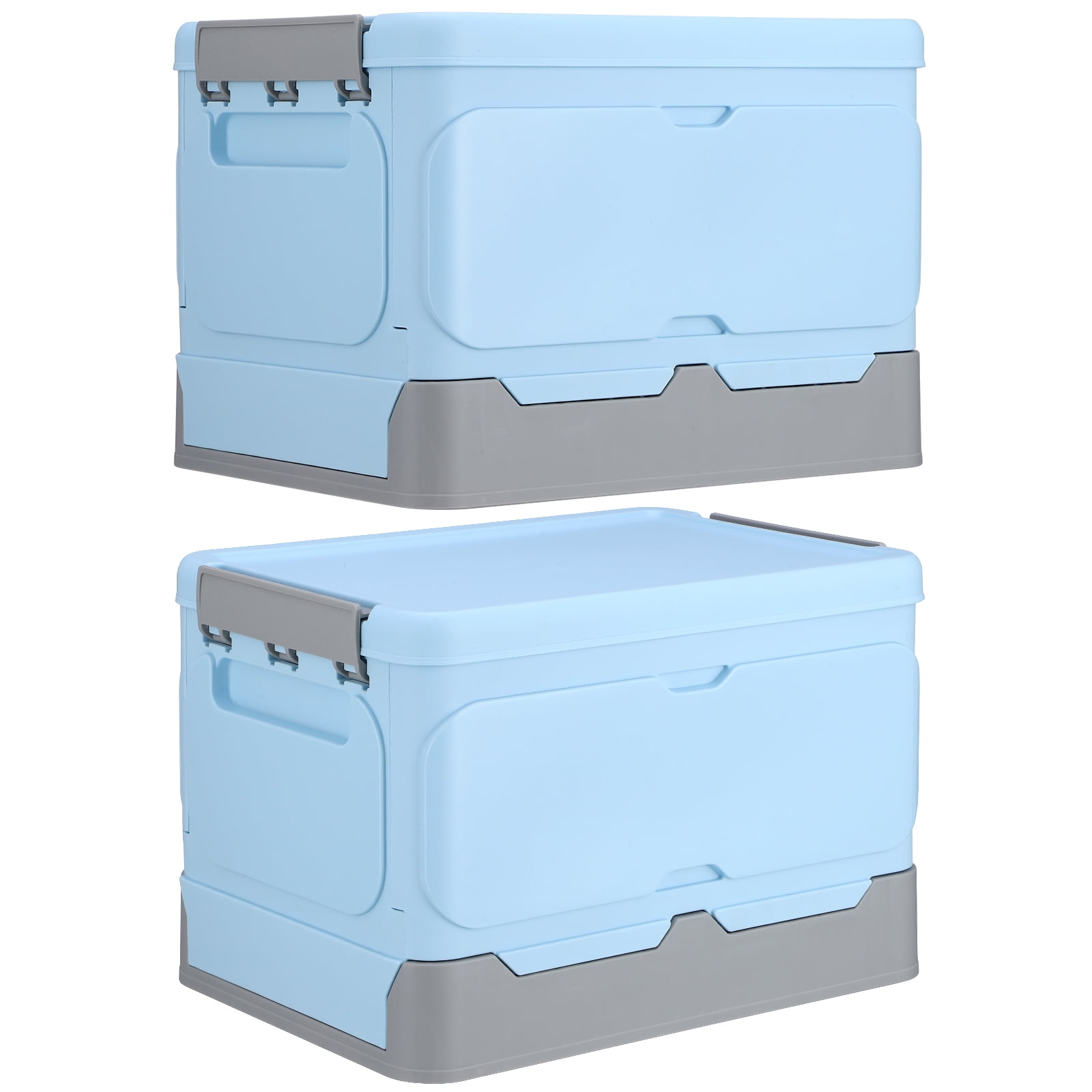 Foldable Storage Box Blue Organizers Baskets Collapsible Bin Plastic ...