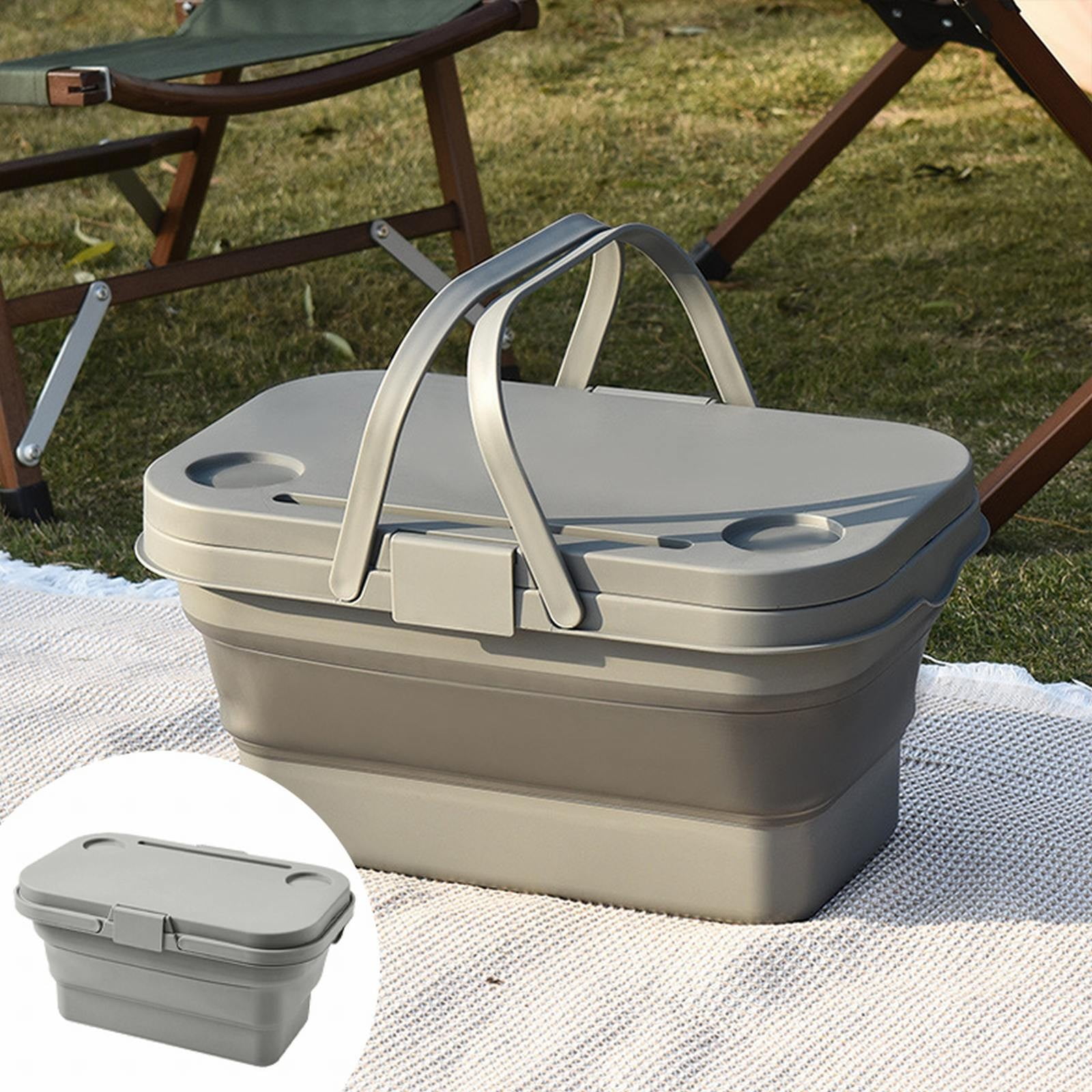 Foldable Storage Box Gray Organizers and Storage, 16L Picnic Basket ...