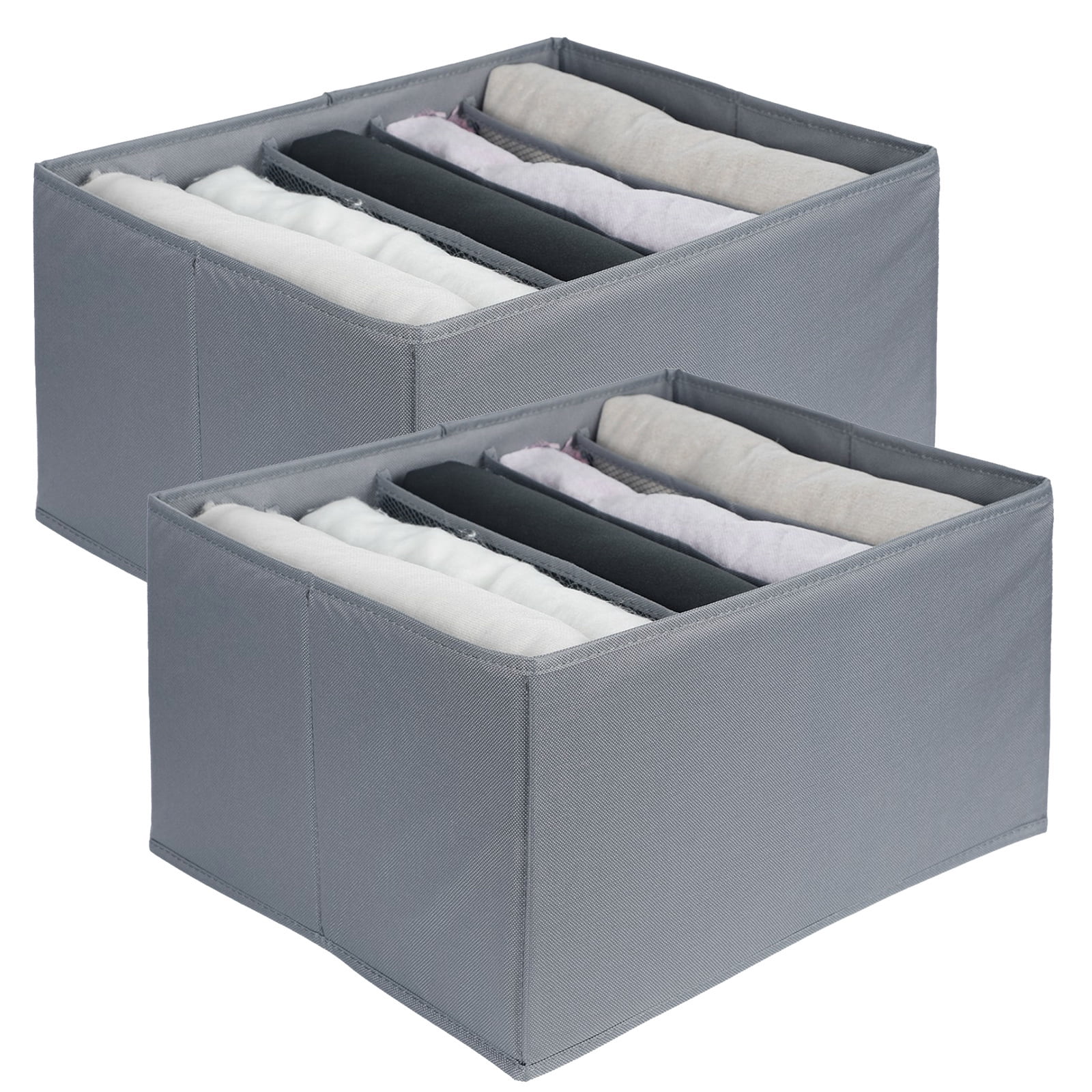 Foldable Storage Box Grey, 2 Pcs Collapsible Cabinet Clothes Organizer ...