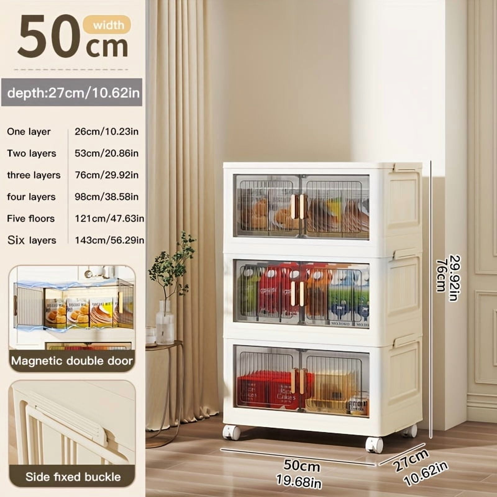 Foldable Storage Box with Magnetic Doors & Wheels - Multi-Functional ...