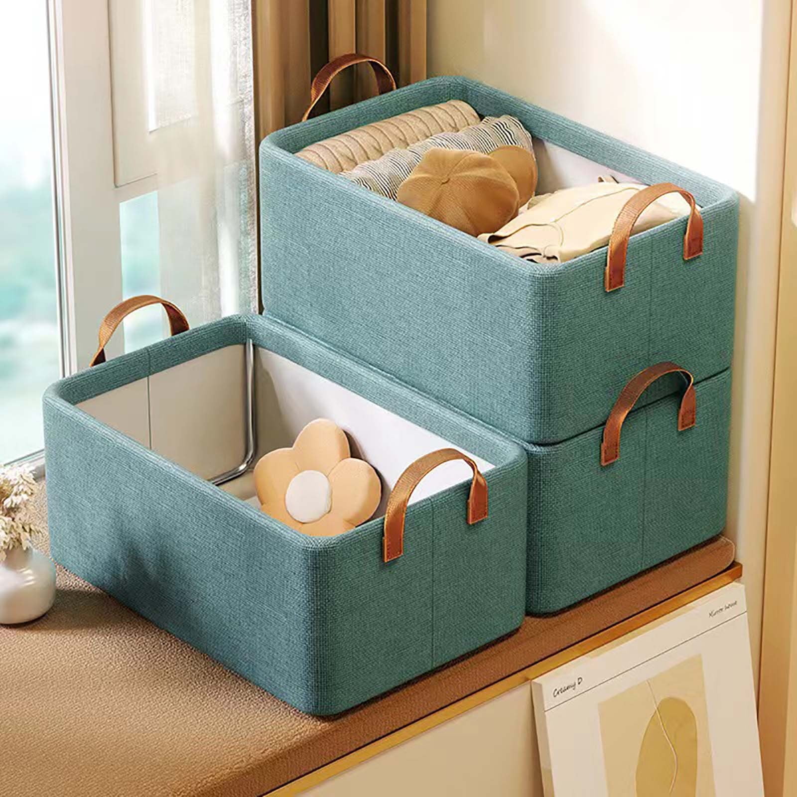 Foldable Storage Box Organizer with Steel Frame Large Capacity Drawer ...