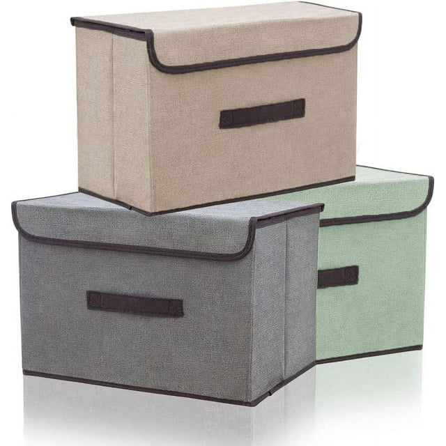 Foldable Storage Boxes With Lids 3pack Decorative Storage Bins With