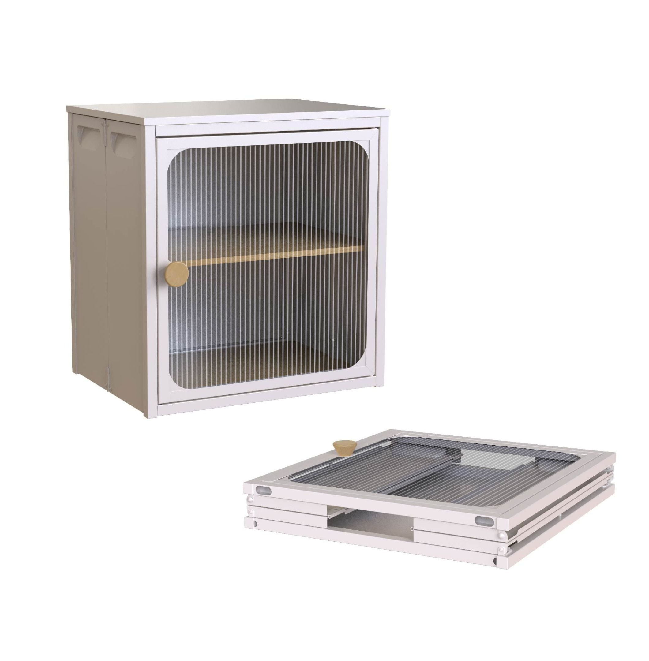 Foldable Storage Cabinet, White - Single Door Steel Wood Combo - Anti ...