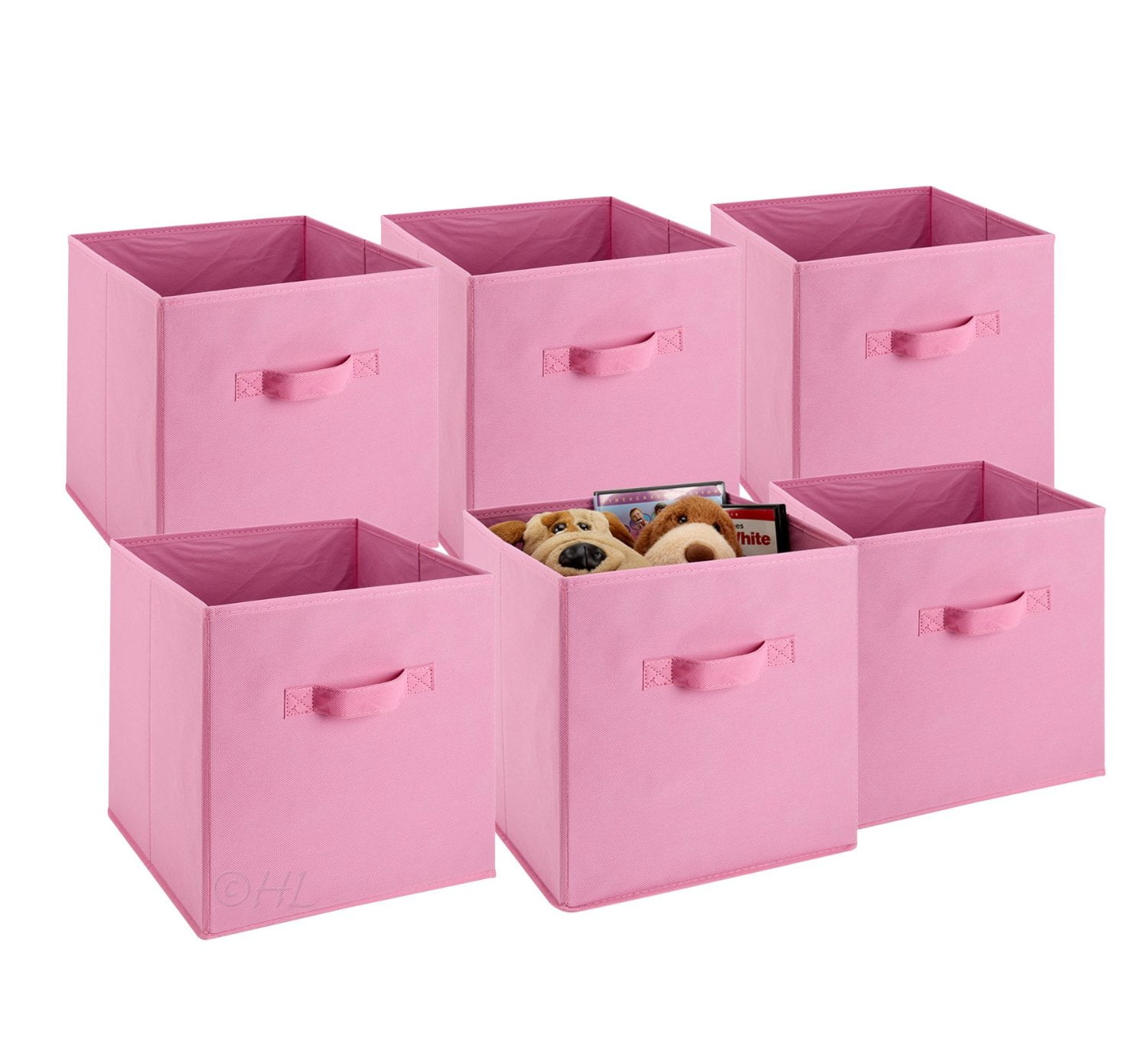 Foldable Storage Cube Bins - Pink - Pack of 6 - Walmart.com