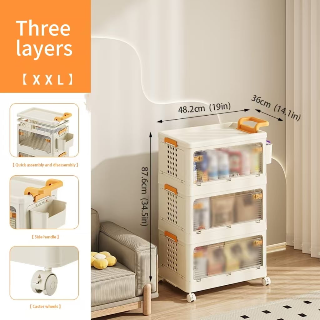 Foldable Storage, Large Double Opening Storage Box with Lid with Wheels ...