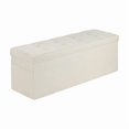 Foldable Storage Ottoman Bench with Side Bags Upholstered Linen Chest ...