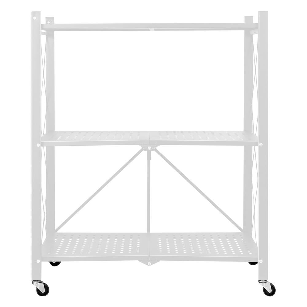 Foldable Storage Shelf 3 Tier Metal Fold up Shelf with Wheels Standing ...