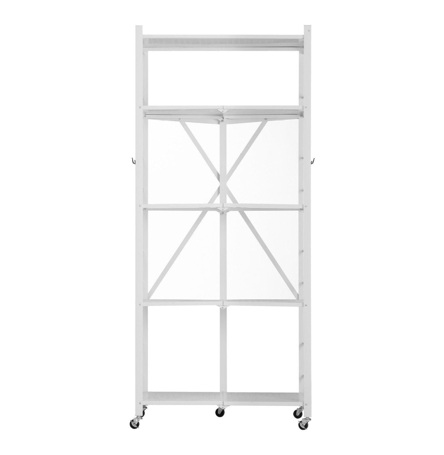 Foldable Storage Shelf, 5-Tier 28x15x64 Inch Metal Rack with Wheels ...