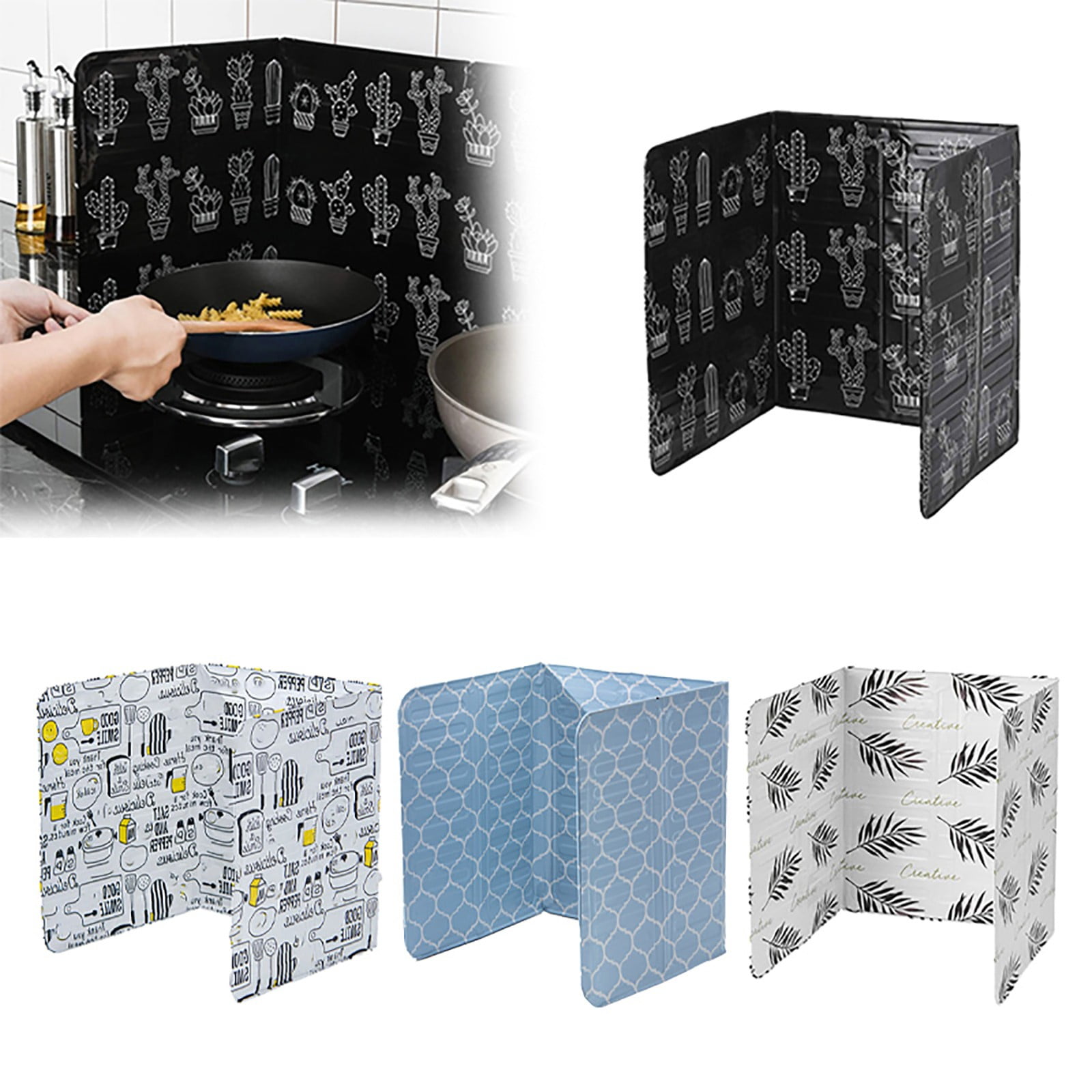 Foldable Stove Splatter Guard Grease Shield, Aluminum Foil Oil Block ...