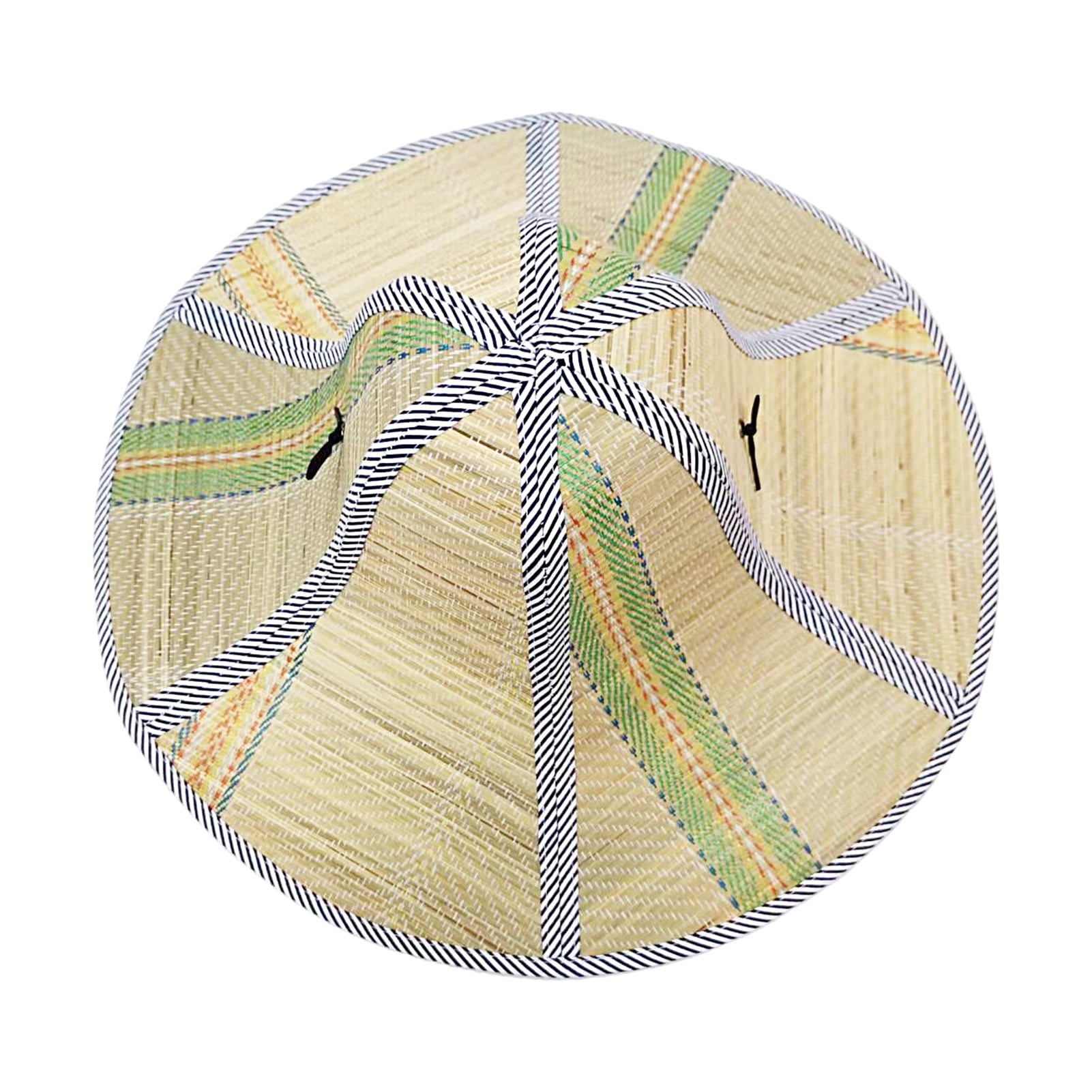 Foldable Straw Hat Fashion Portable Rattan Black Drawstring Wide Brim ...