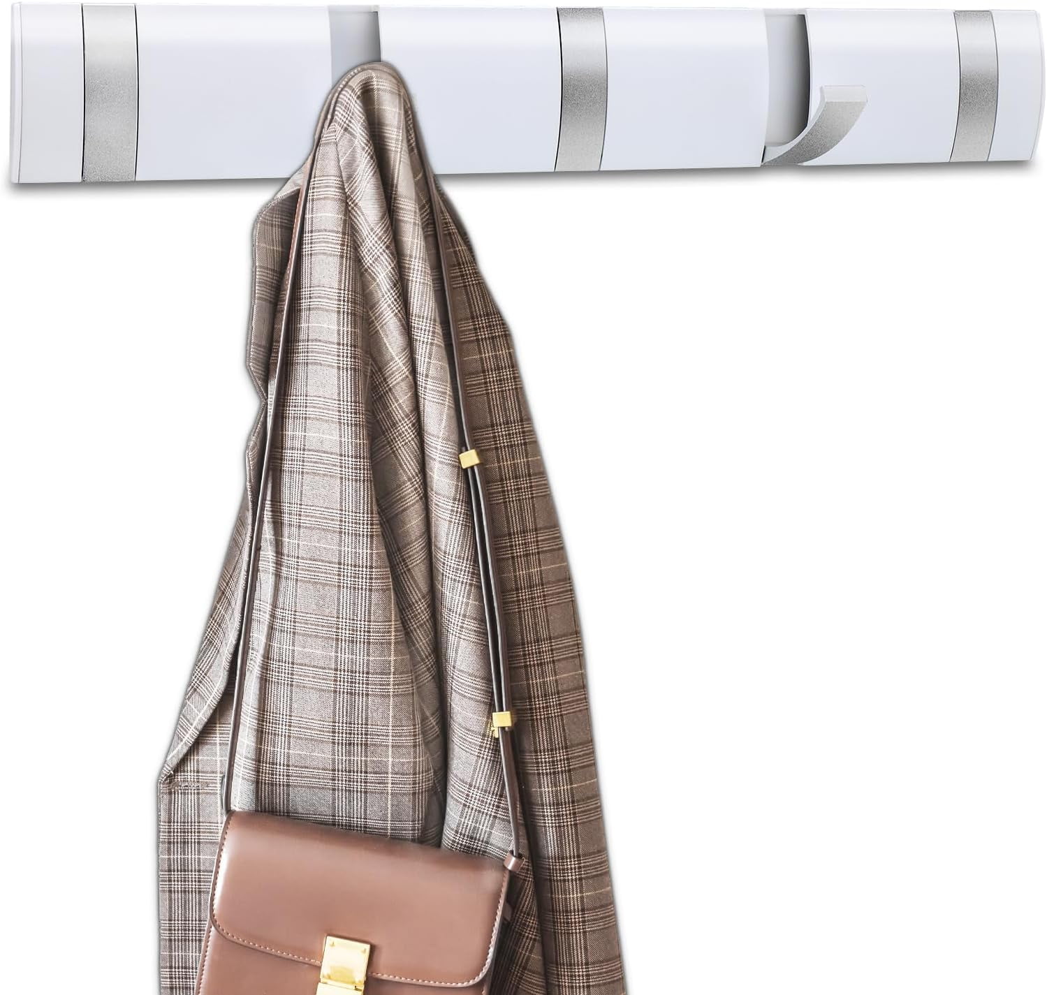 Foldable Stylish Modern Hook Rack with 5 Hooks, Metal Coat Hook Rail ...