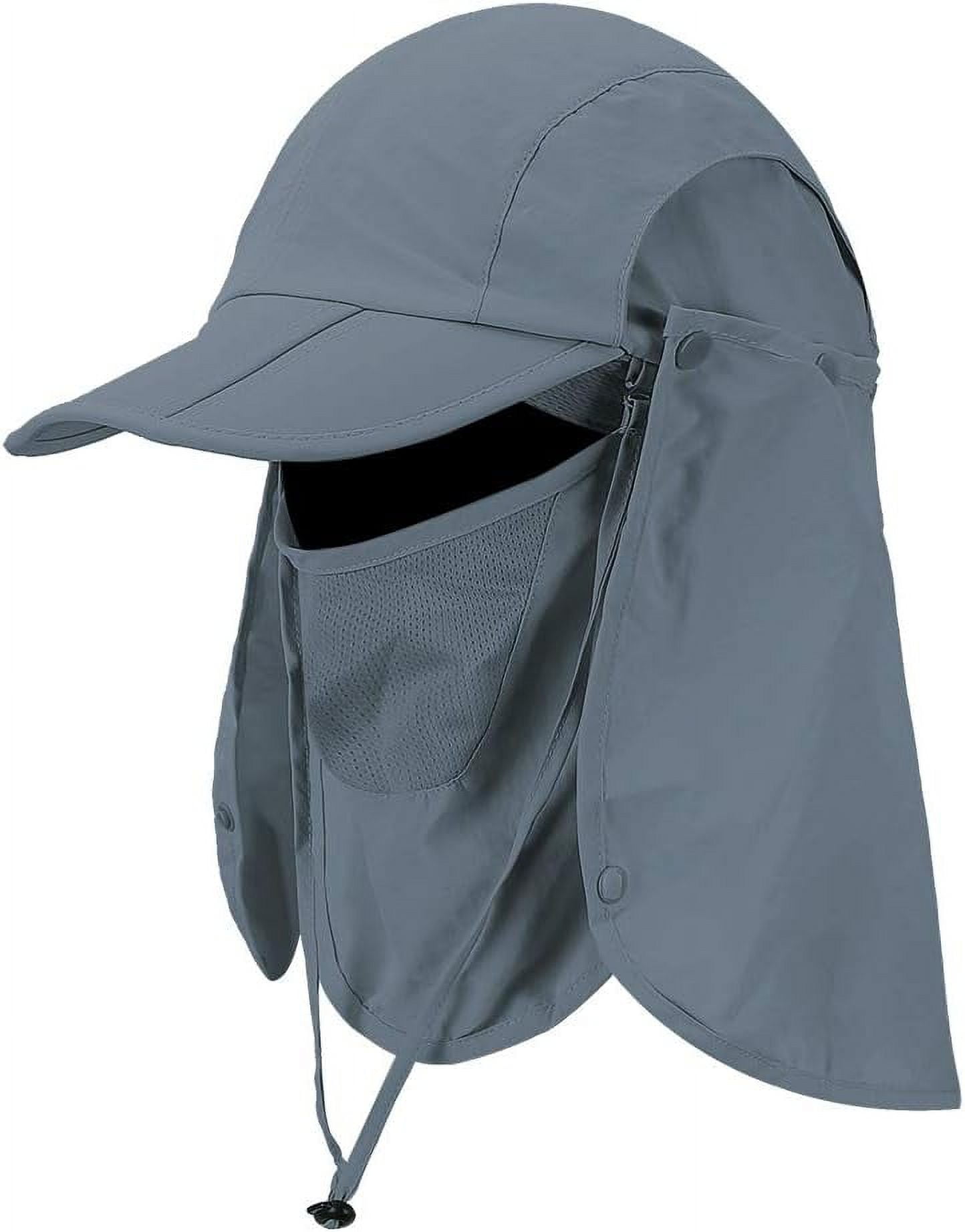 Foldable Sun Cap, Fishing Hats, UPF 50+ Protection Caps with Face Mask ...