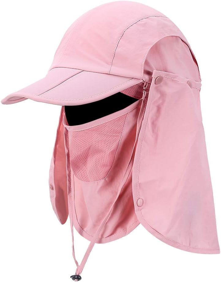 Foldable Sun Cap, Fishing Hats, UPF 50+ Protection Caps with Face Mask ...
