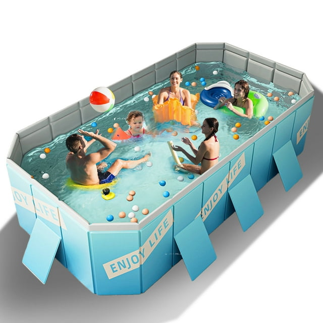 Foldable Above Ground Swimming Pools for Kids Adults, Non-Inflatable ...