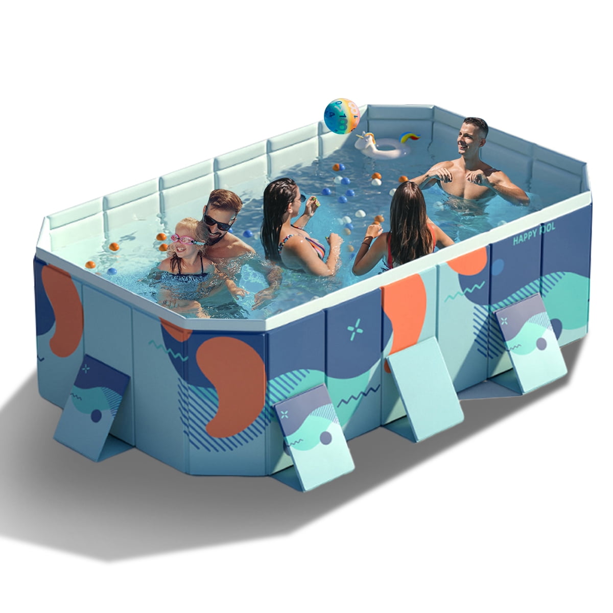 Foldable Swimming Pool, No-Inflatable Above Ground Pool for Kids Adult ...