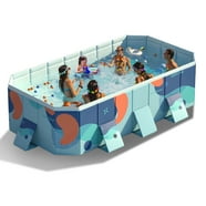 Hurber Durable Portable Foldable Pool for Adults & Kids, Light Blue ...