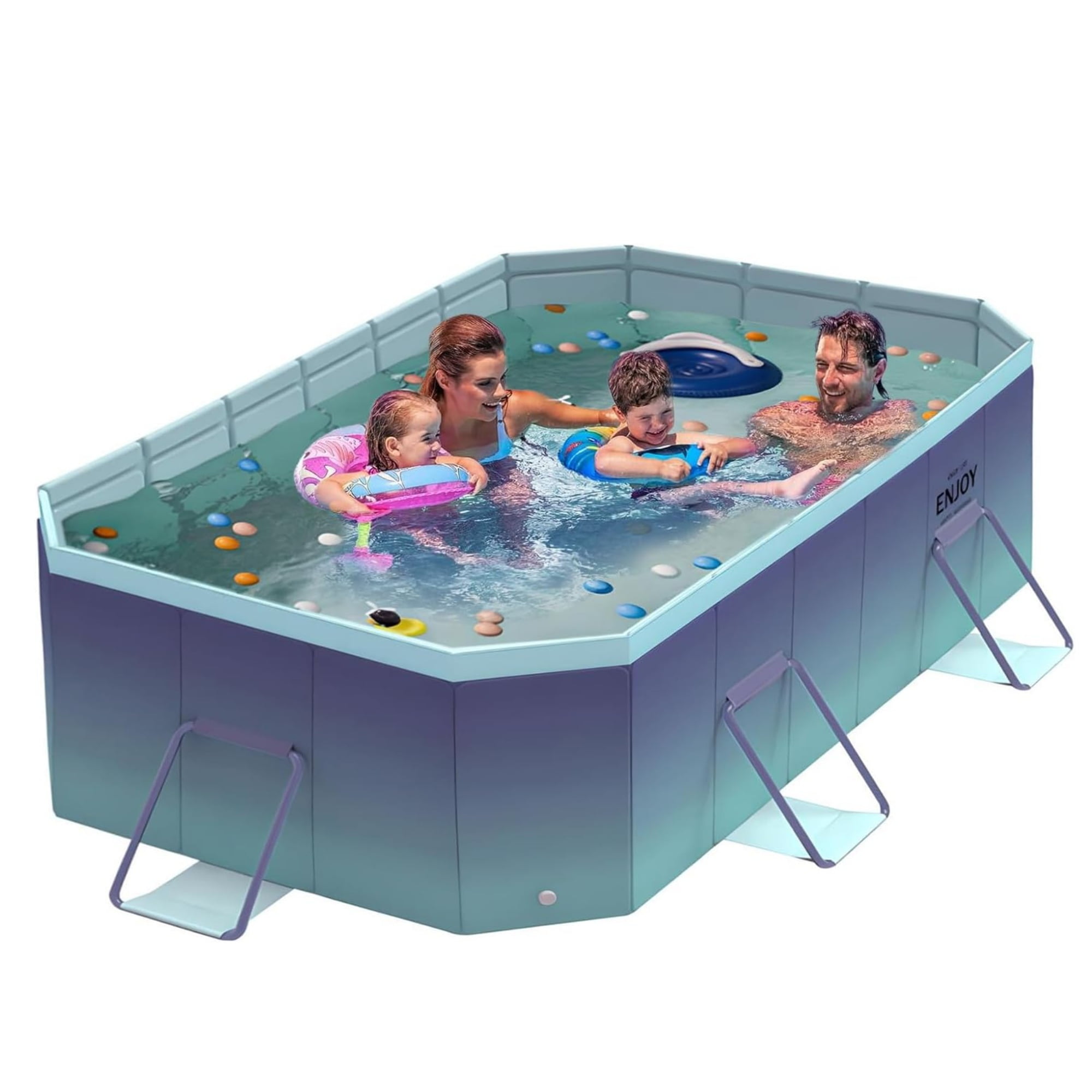 Foldable Swimming Pool, Non-Inflatable Outdoor Pools for 1-8 People ...