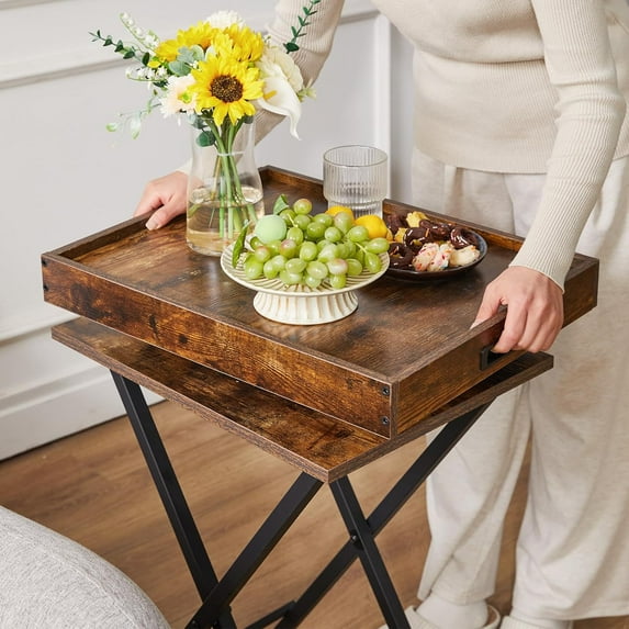 Foldable TV Tray Set of 2 TV, End Table with Removable Food Serving ...