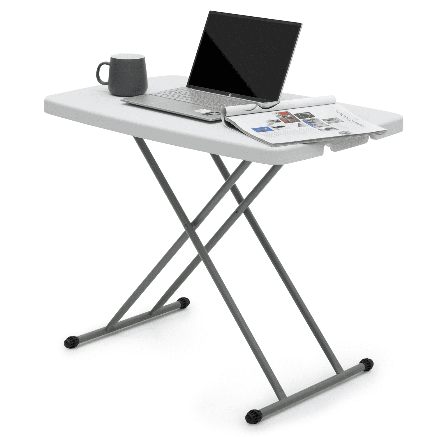 Foldable TV Tray Table, 30" Height Adjustable Metal Frame Desk for ...