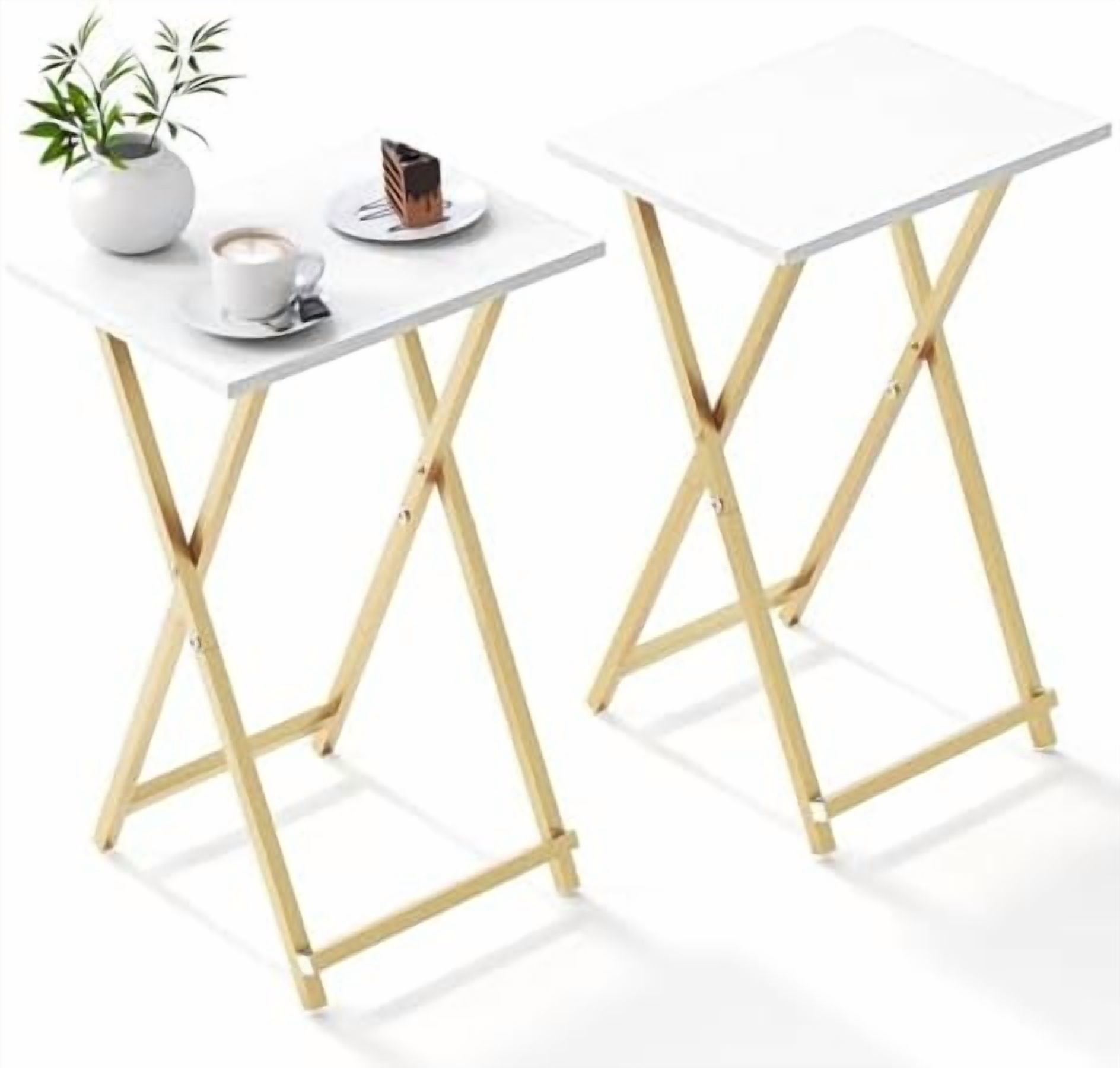 Foldable TV Trays, Small Folding Table, TV Trays Set of 2, TV Dinner ...