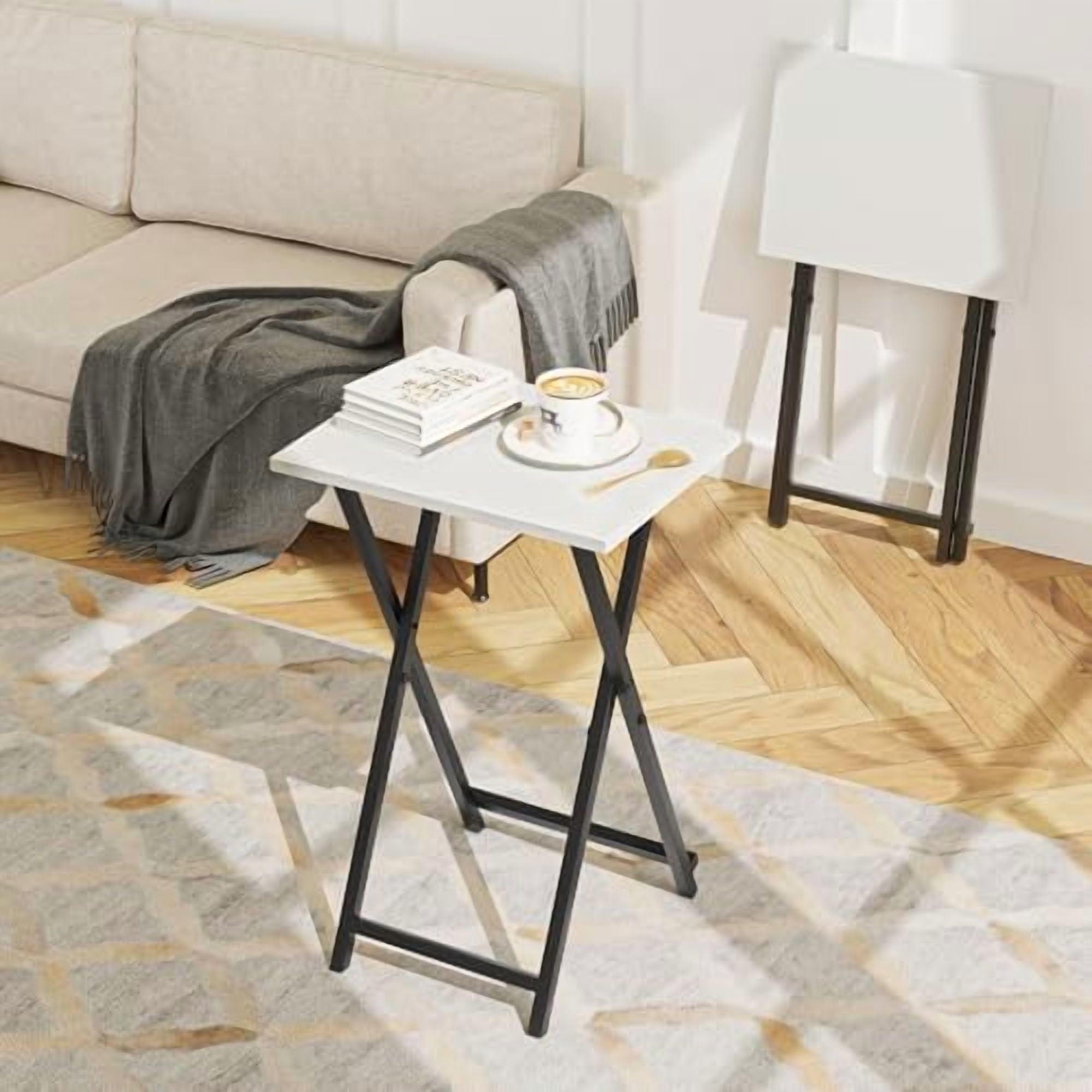 Foldable TV Trays, Small Folding Table, TV Trays Set of 2, TV Dinner ...