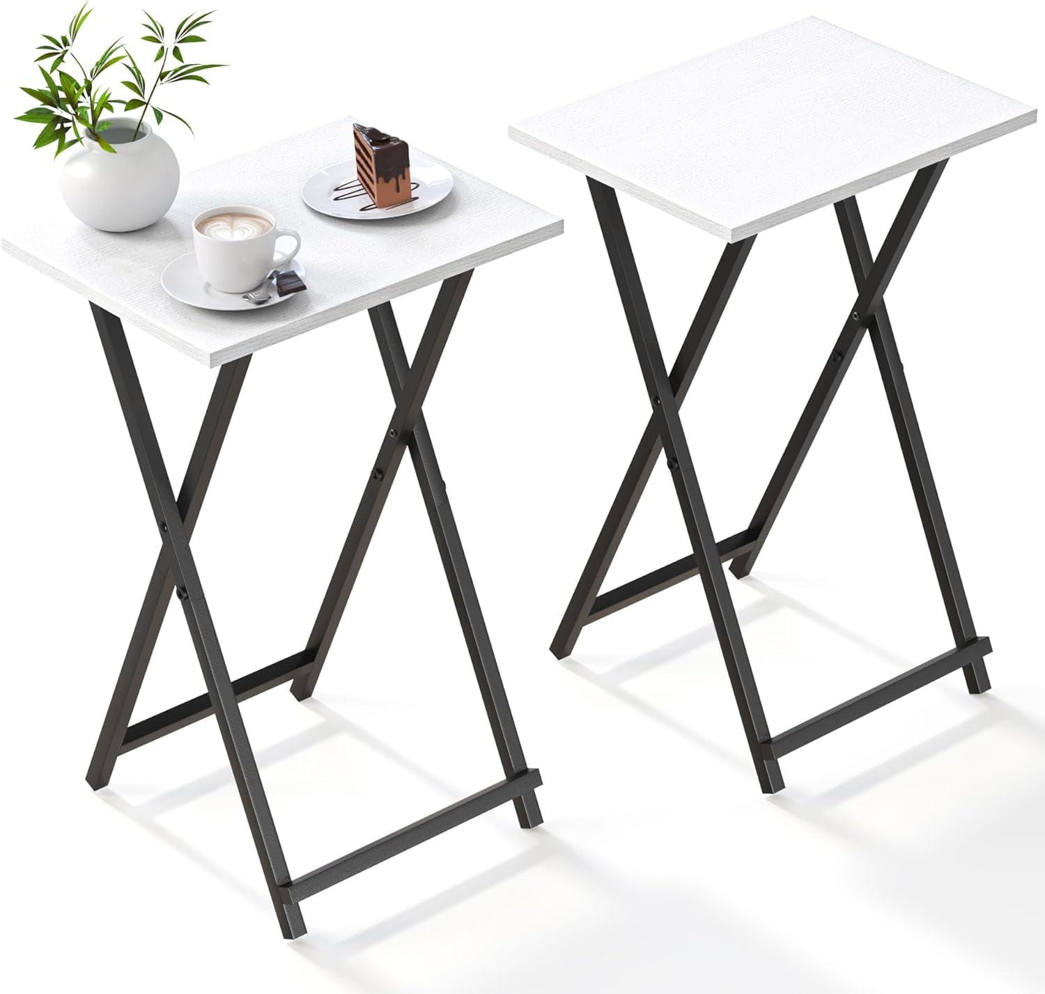 Foldable TV Trays, Small Folding Table, TV Trays Set of 2, TV Dinner ...