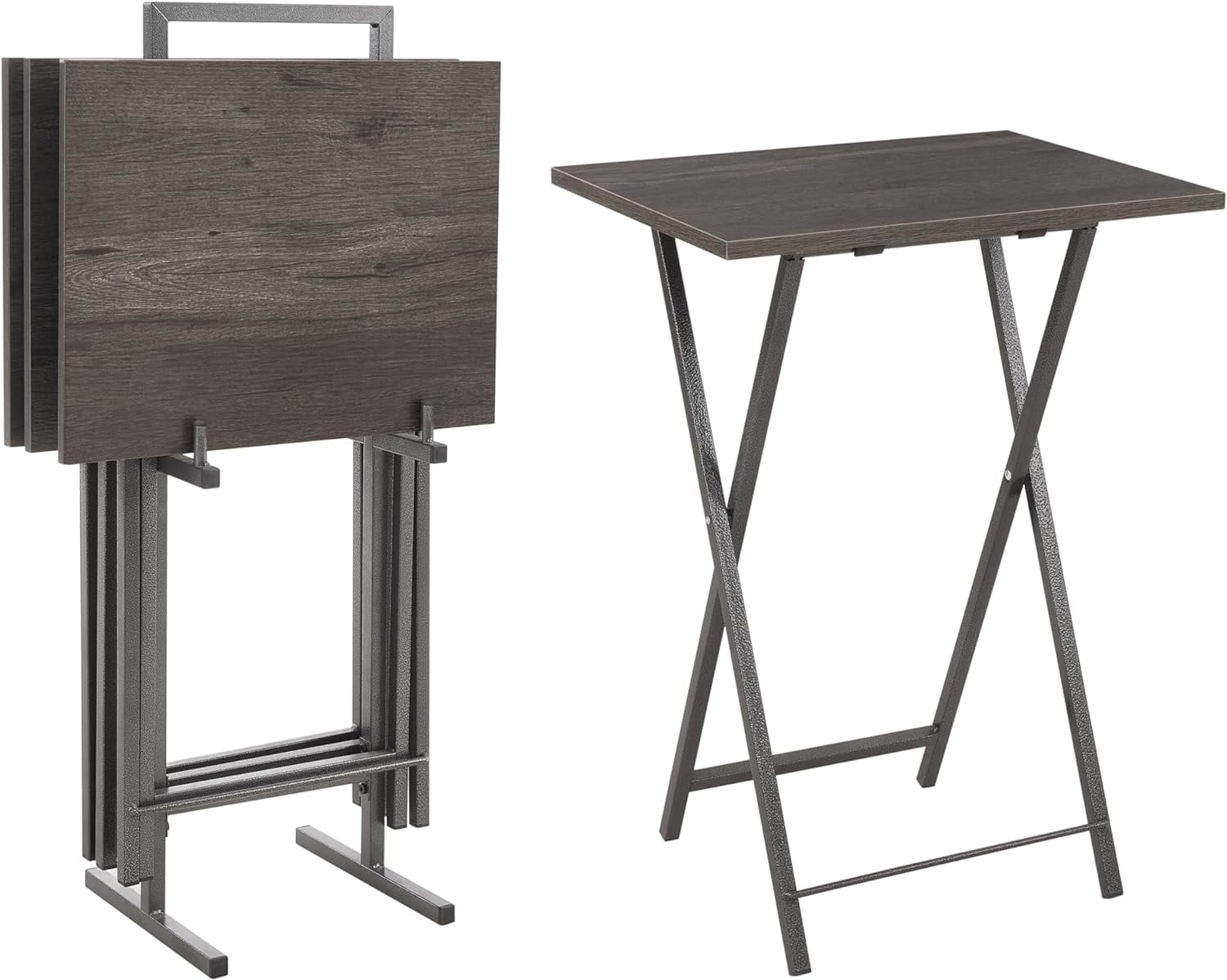 Foldable TV Trays for Eating Set of 4 with Stand,Folding TV/Snack Tray ...