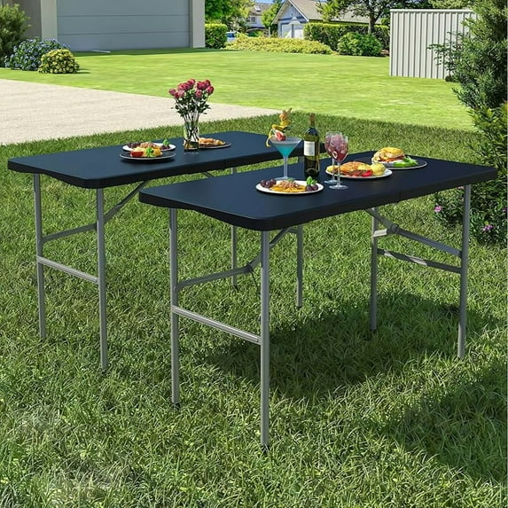 Foldable Table 8ft, Plastic Folding Table, Portable Heavy Duty Dining ...