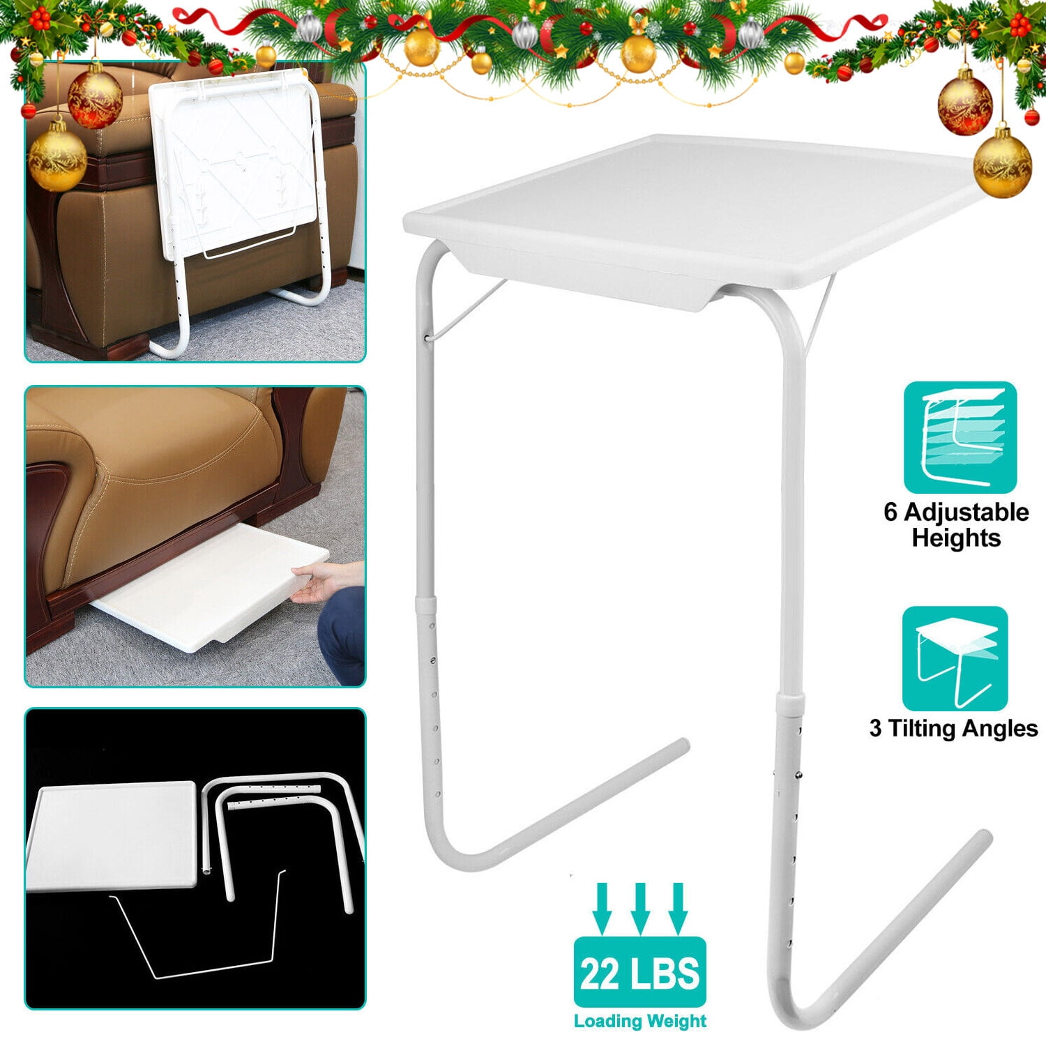Foldable Table Adjustable TV Tray Laptop Desk Sofa Bed Side Dinner Tray ...