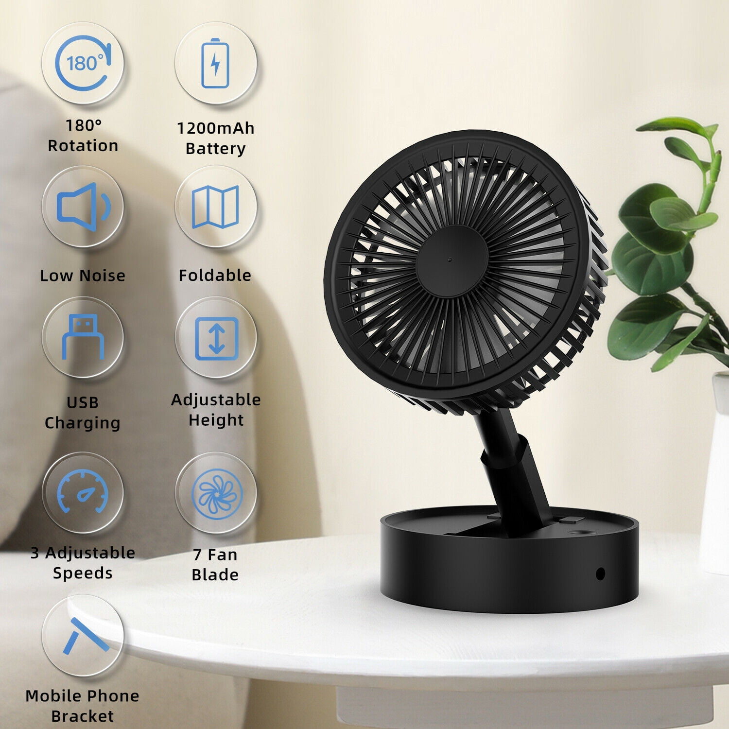 FMSHPON 3-Speed USB Charging Retractable Desktop Fan - Walmart.com