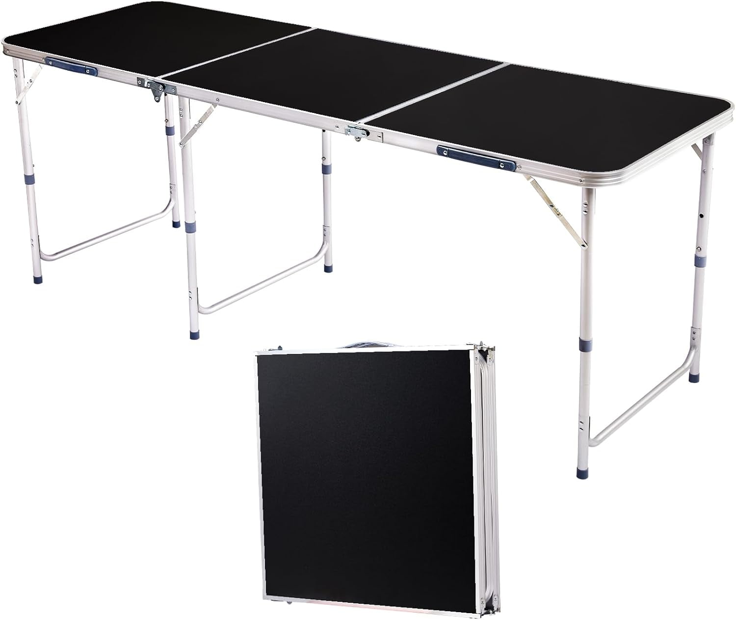 Foldable Table Height Adjustable with Carry Handle Heavy Duty Portable ...