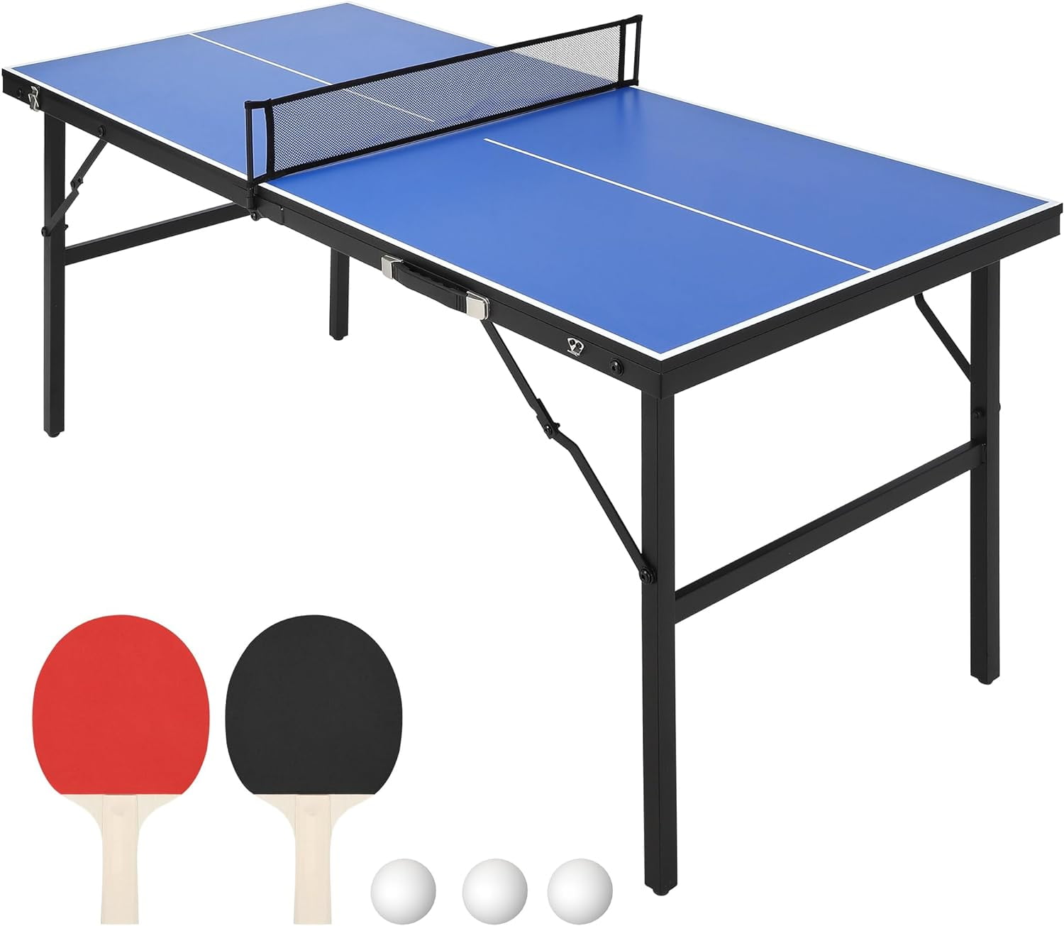Foldable Table Tennis Table, Portable Table Tennis Table with 2 Table ...