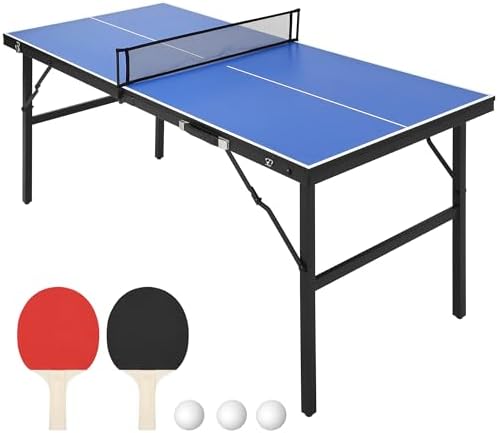 Foldable Table Tennis Table, Portable Table Tennis Table with 2 Table ...