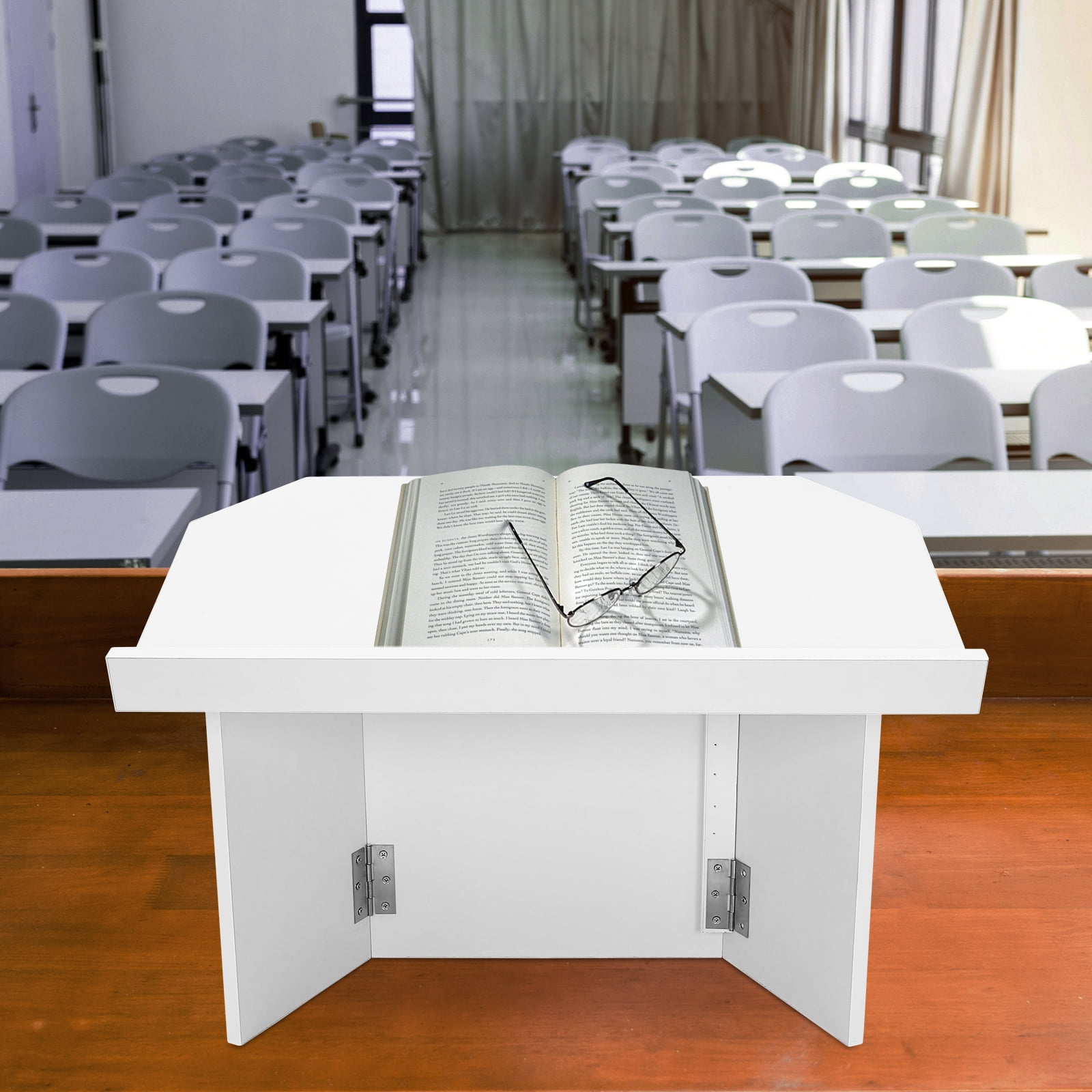 Foldable Tabletop Podium – White, Modern, Ergonomic Design for Presentations – Lightweight ...