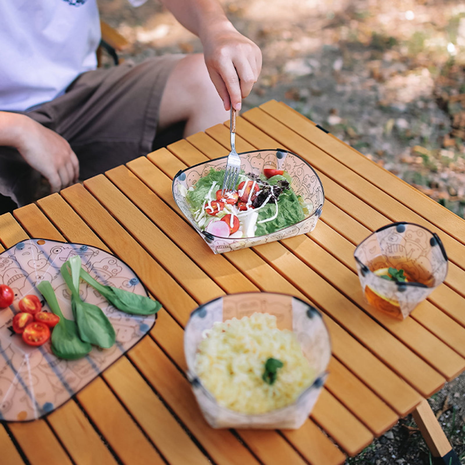 Foldable Tableware for Camping, Food Grade Collapsible Bowl Cup Plate ...