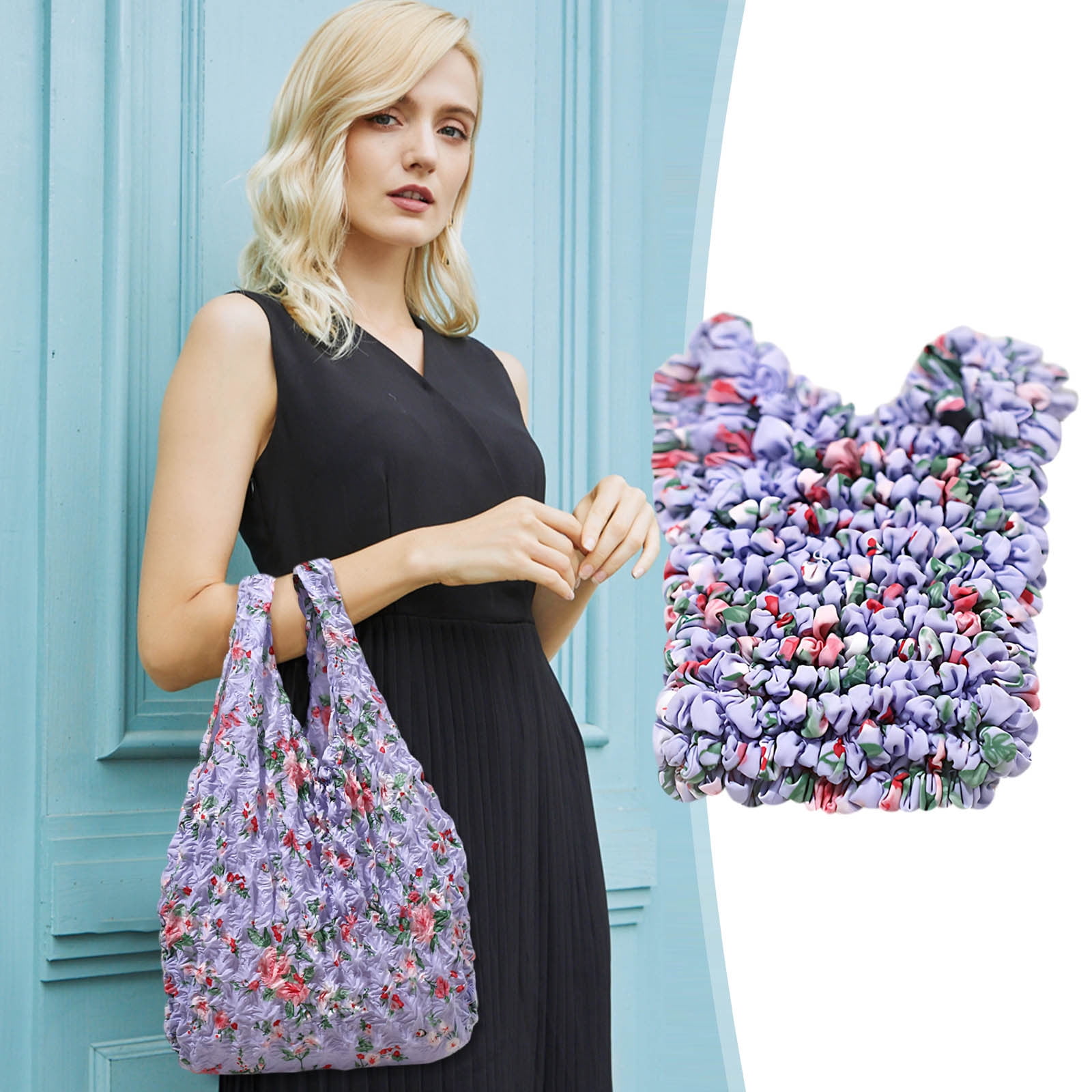 Foldable Telescopic Shopping Tote Bag, Reusable Pleated Grocery Bag ...