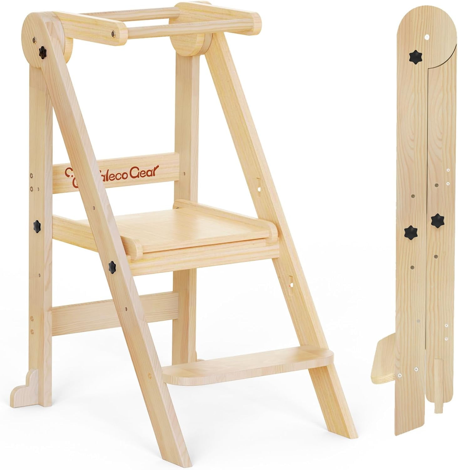 Foldable Toddler Kitchen Stool Helper, Toddler Tower with 3 Adjustable ...