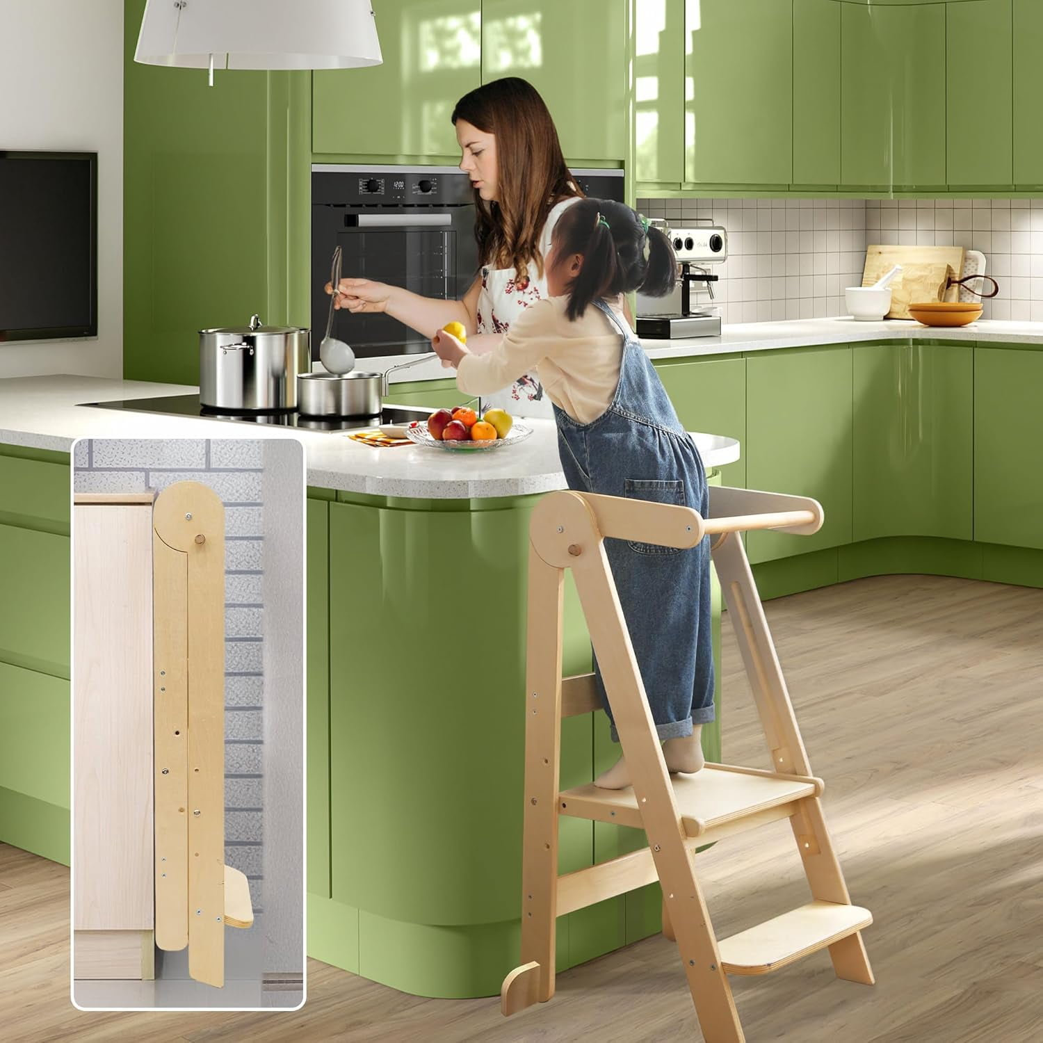 Foldable Toddler Stool Helper 95% Preassembled - Kitchen Counter Sink ...