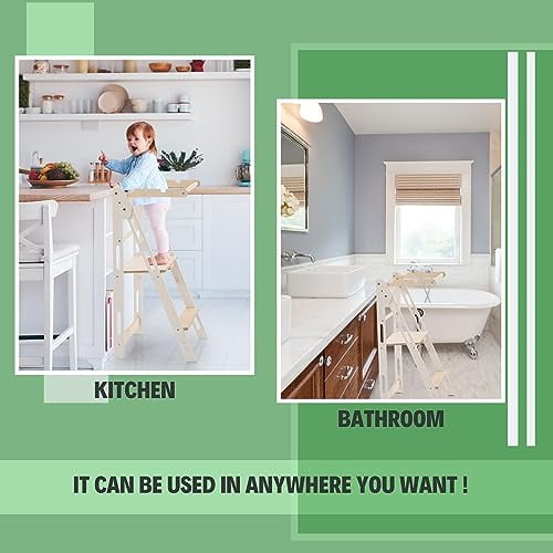 Foldable Toddler Tower, Step Stool for Kids, Foldable Kitchen Tower for ...