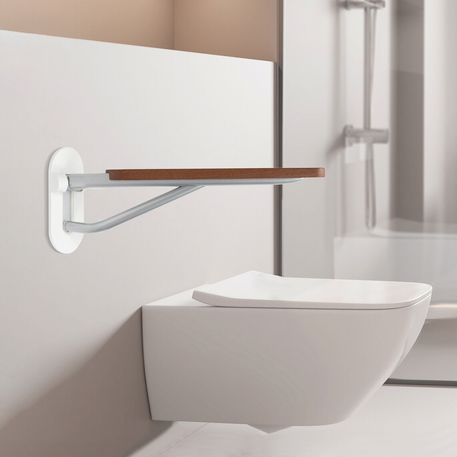 Foldable Toilet Grab Bar Flip up Alloy+Wood+ABS Shower Handrail ...