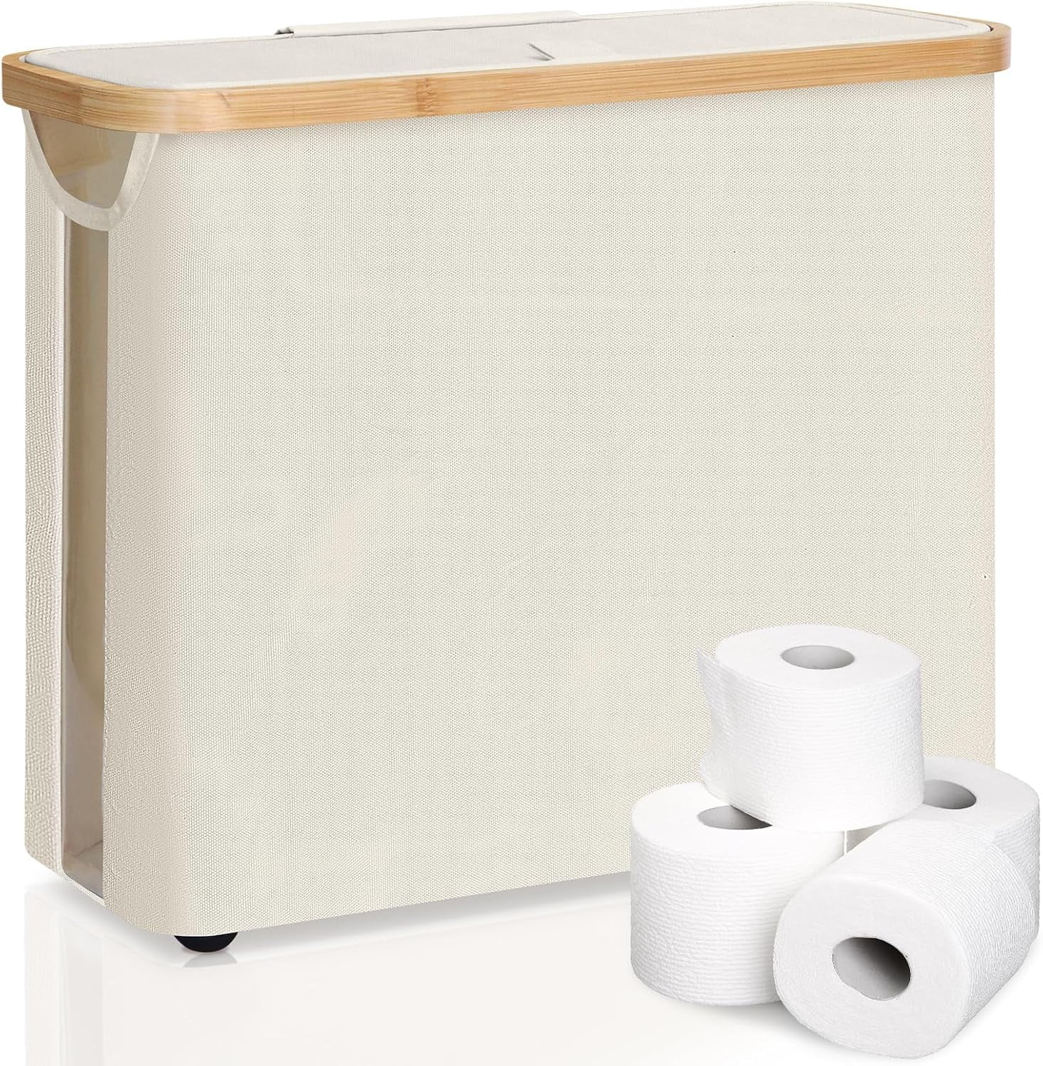Foldable Toilet Paper Storage Basket with Lid and Handle for 12 Rolls ...